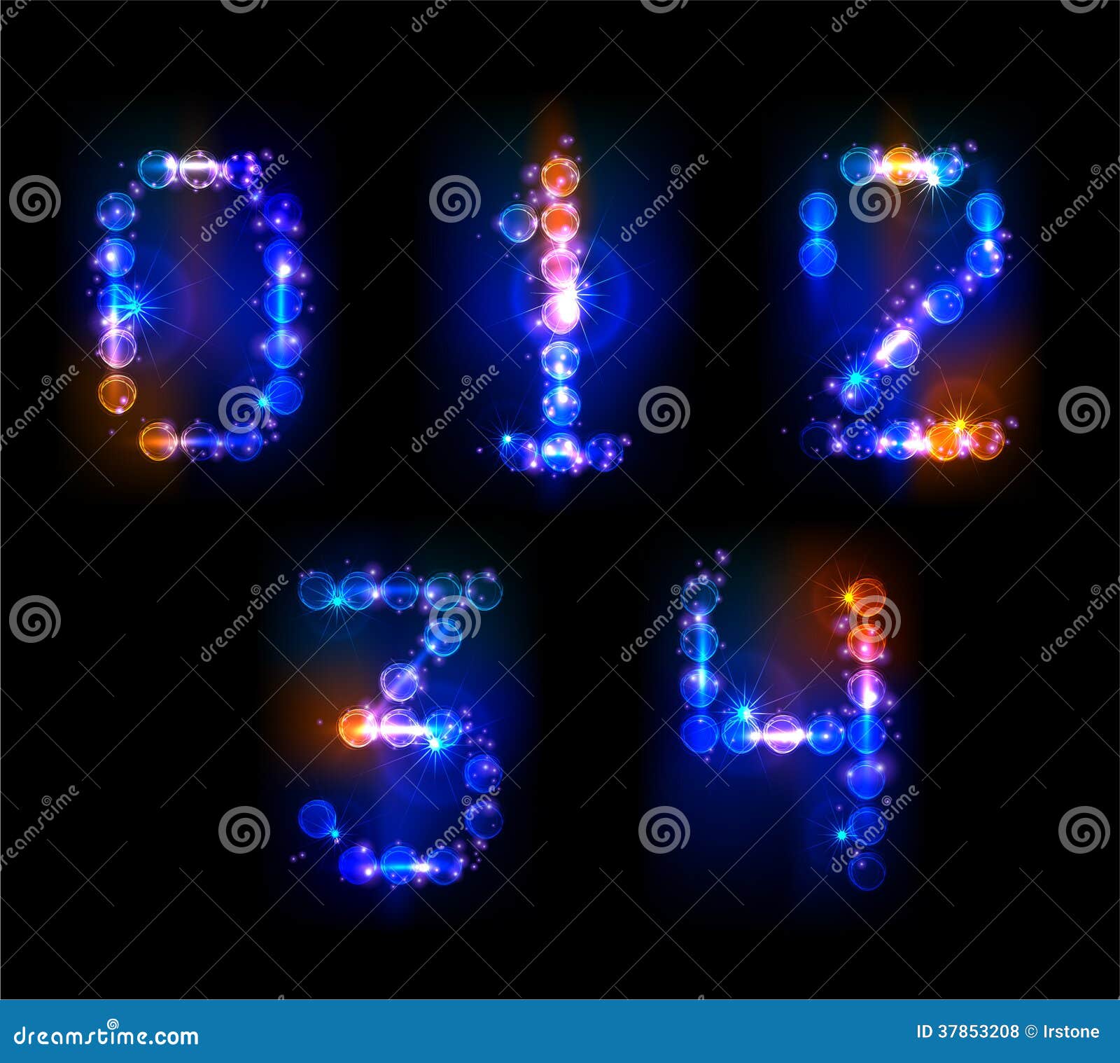 Neon numbers stock vector. Illustration of font, isolated - 37853208