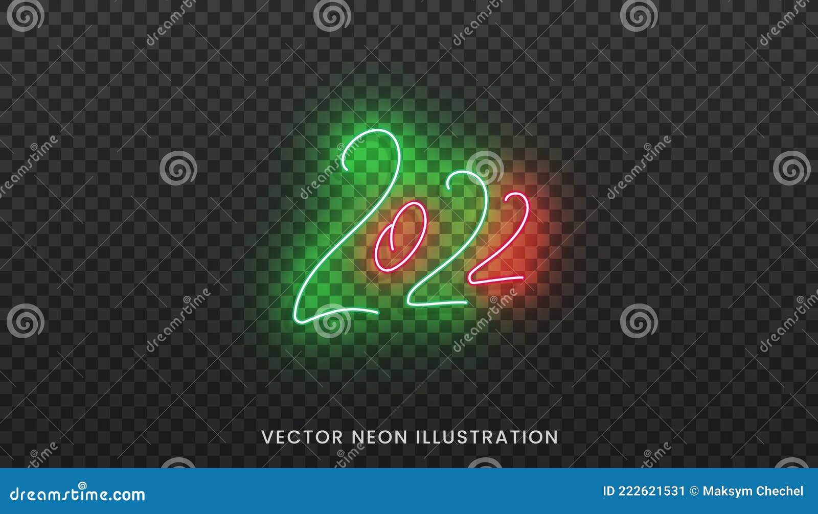 2022 Neon Numbers. Bright Colorful Script Numbers for New Year 2022 ...