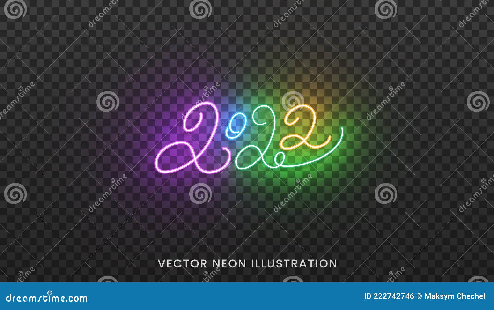 2022 Neon Numbers. Bright Colorful Script Numbers for New Year 2022 ...
