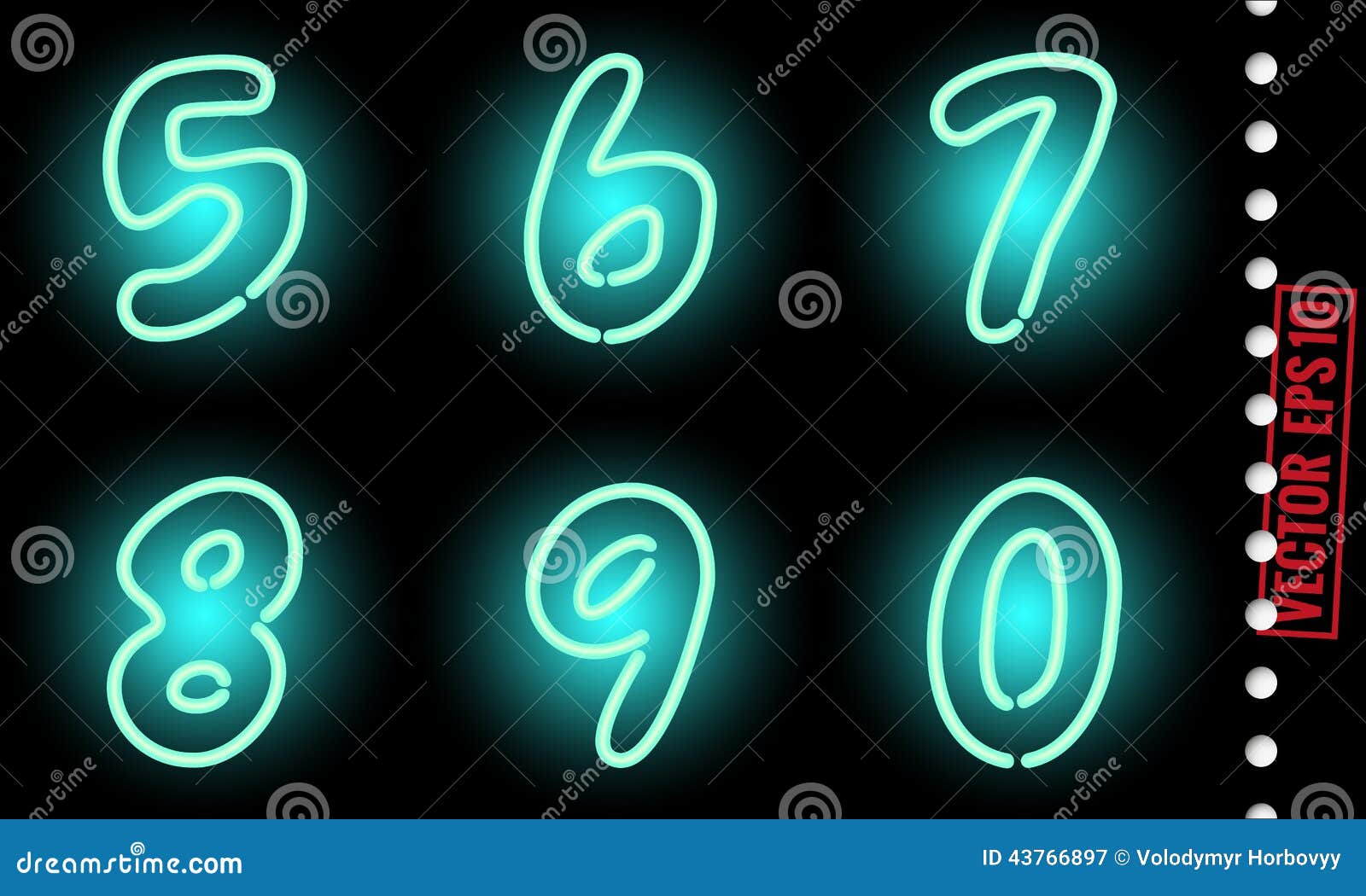 Neon numbers stock vector. Illustration of color, electric - 43766897
