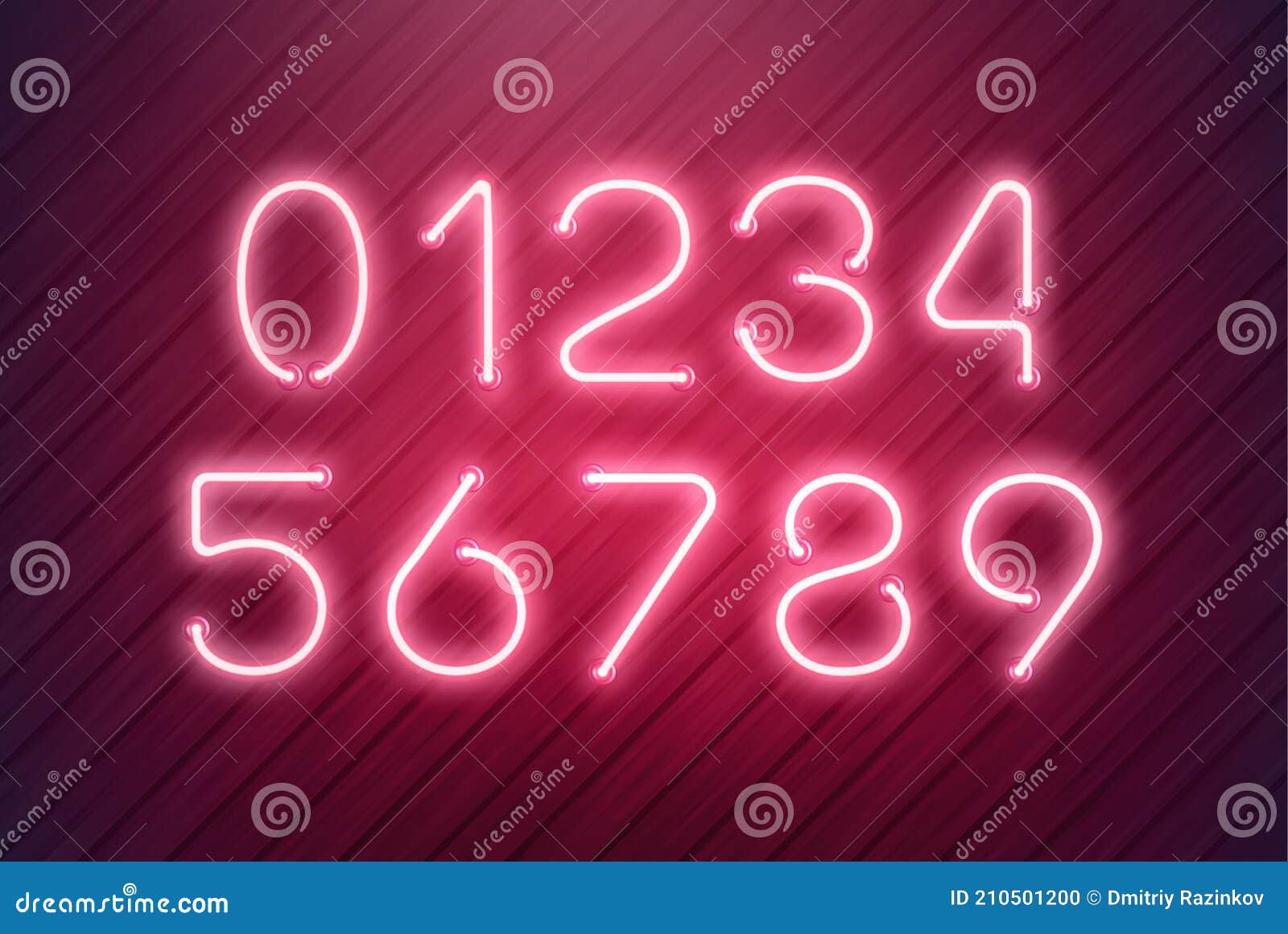 Neon Numbers Vector Light Typefont. Neon Text Vector Illustration ...