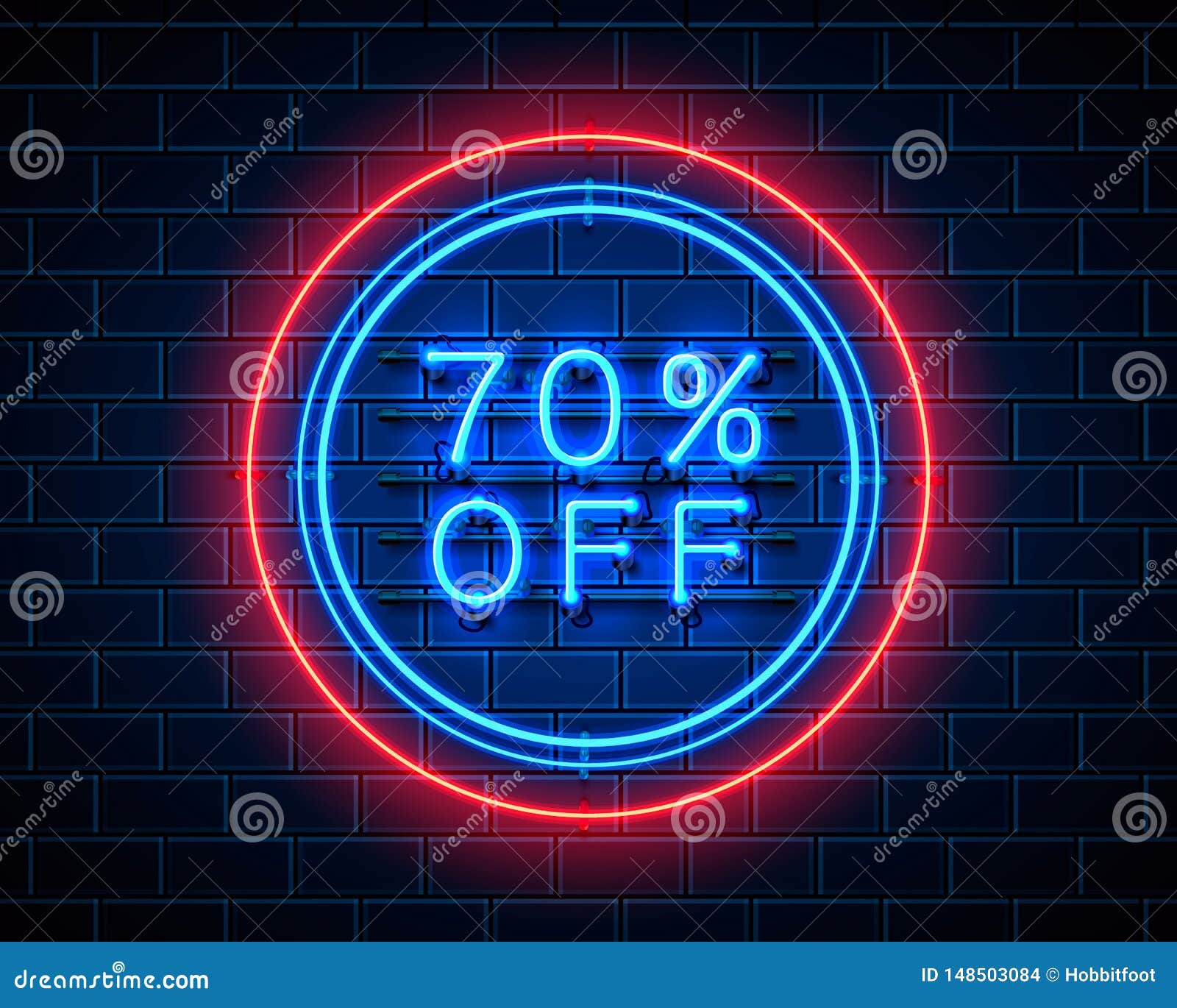 Neon 70 Off Text Banner. Night Sign Stock Vector - Illustration of ...
