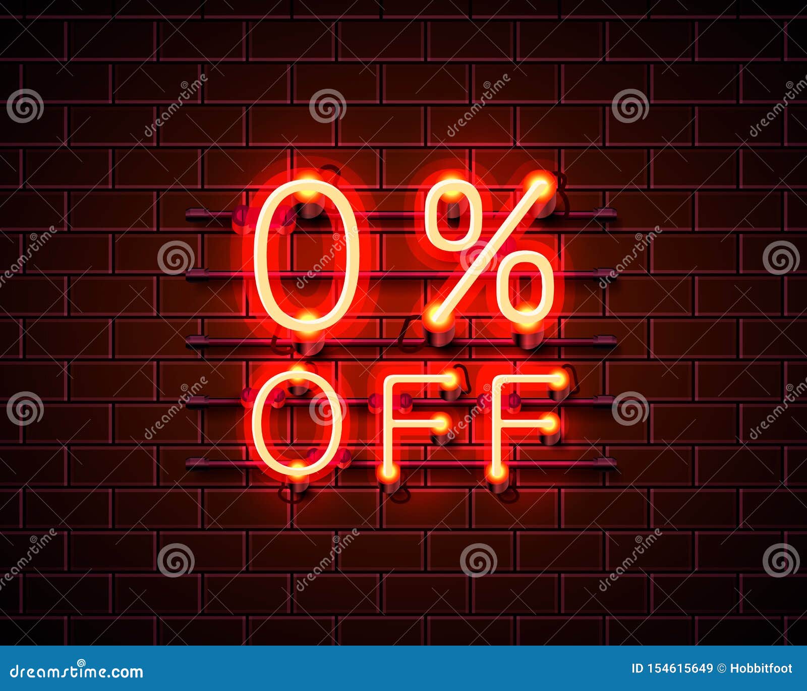 Neon 0 Off Text Banner. Night Sign Stock Illustration - Illustration of ...