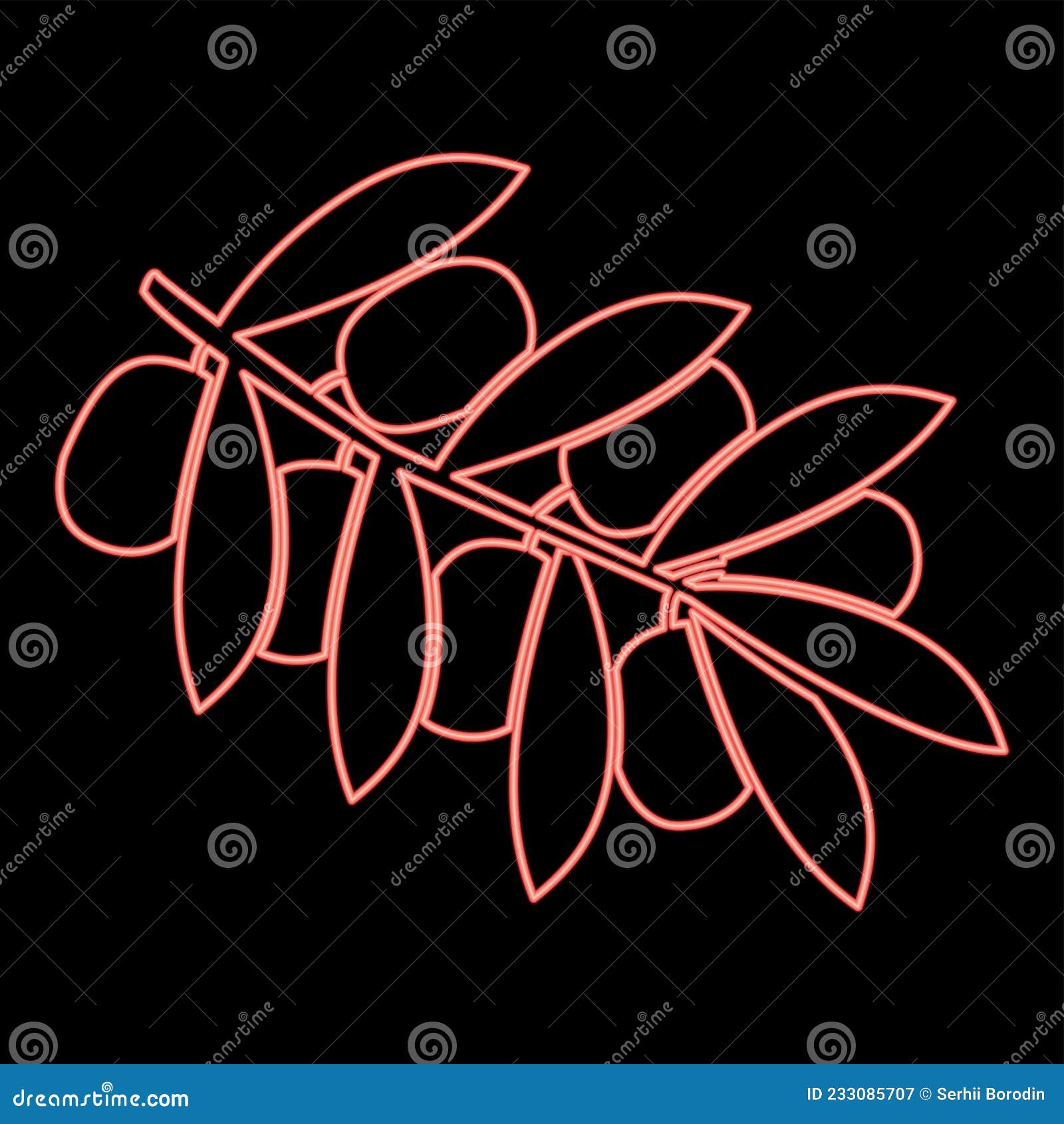 Neon Olive Branch Red Color Vector Illustration Flat Style Image Stock ...