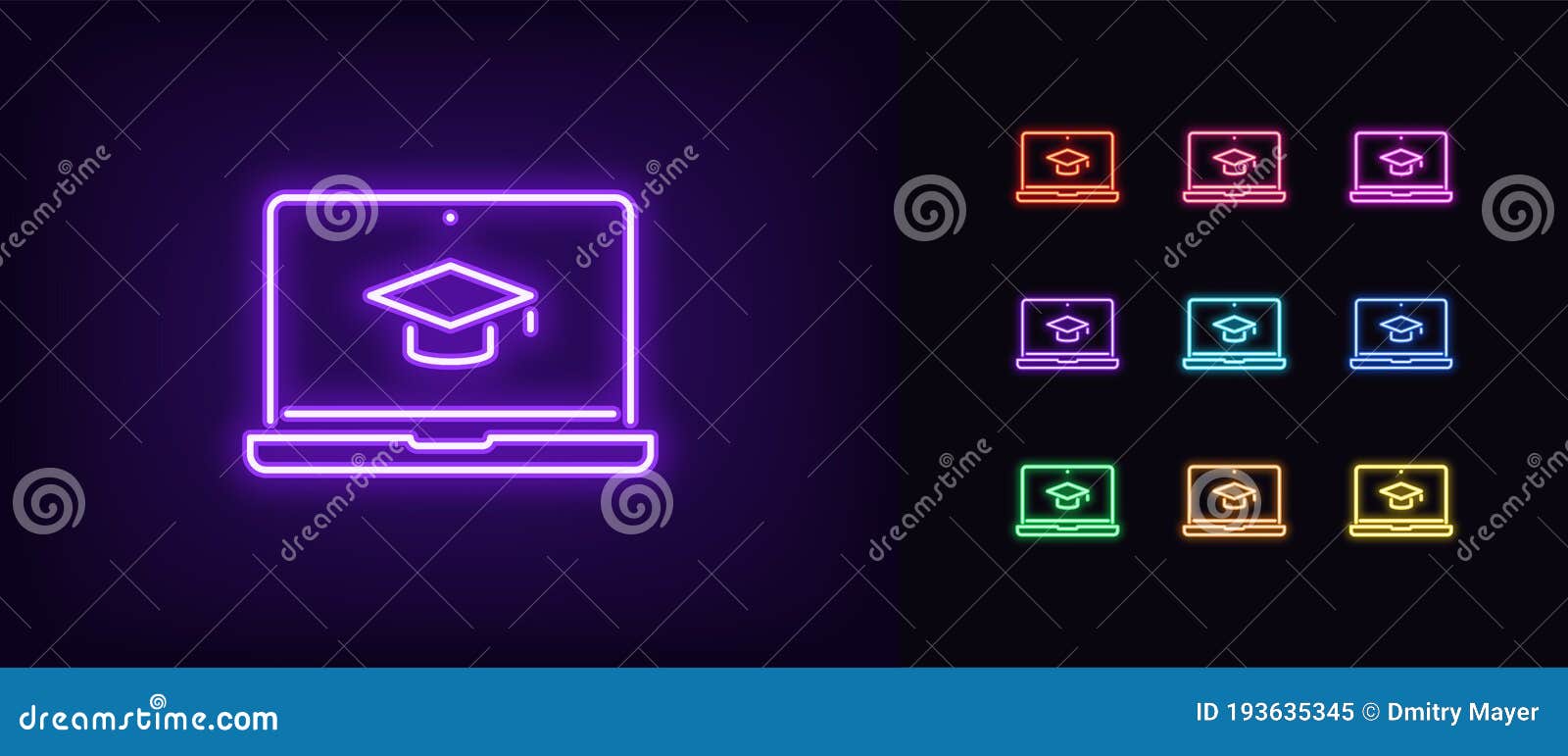 Neon Online Education Icon. Glowing Neon Webinar Sign, Digital Study on ...