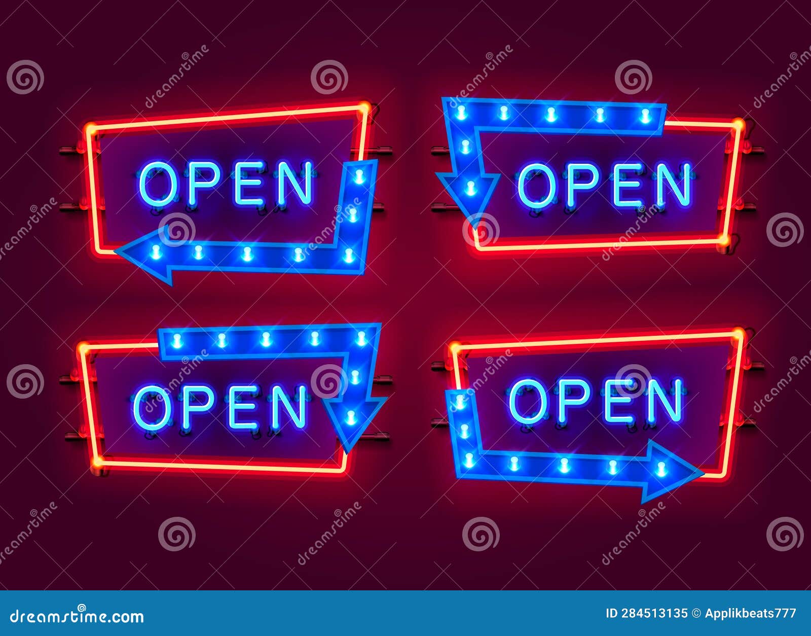 Neon Open Frame Arrow Set Collection. Template Design Element Stock ...