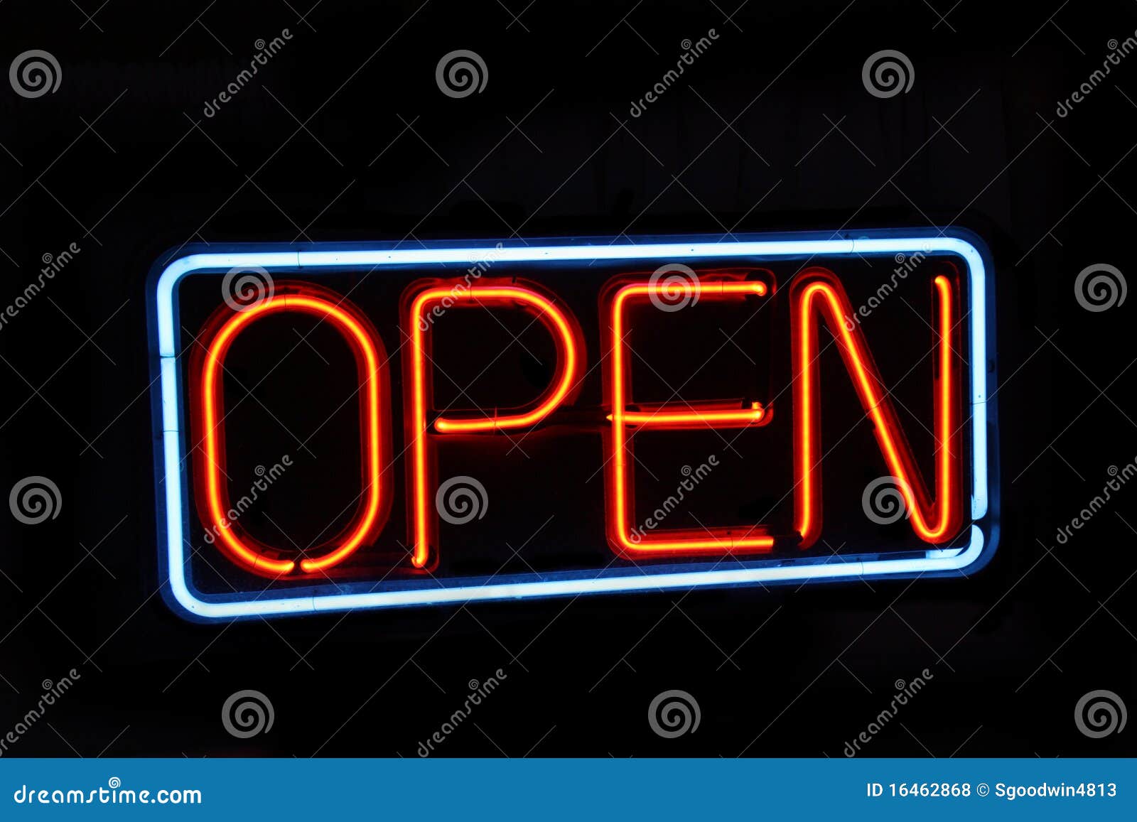 Neon Open Sign Against Black Stock Photo - Image of advertisement ...
