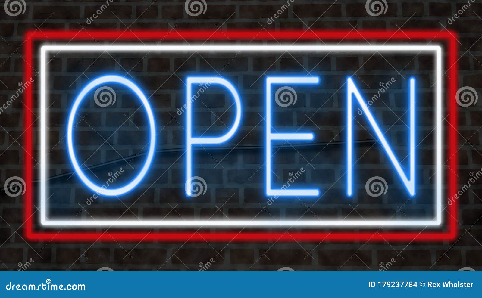 Neon OPEN sign stock illustration. Illustration of color - 179237784