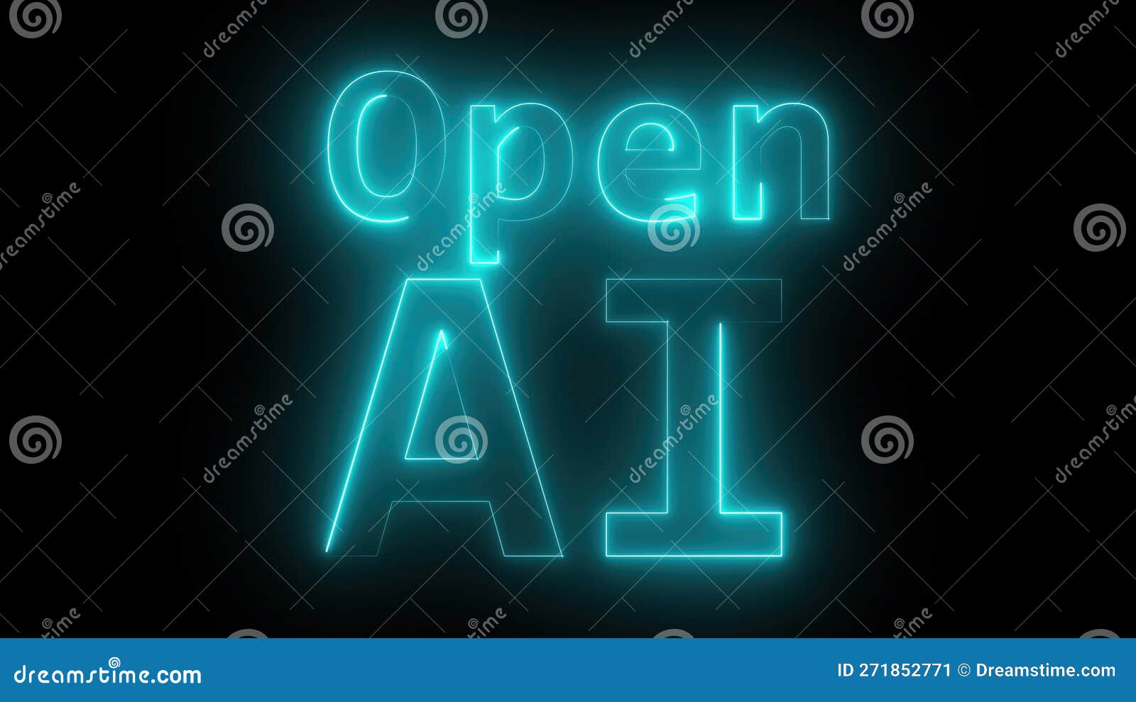 Neon OpenAI text stock illustration. Illustration of screen - 271852771