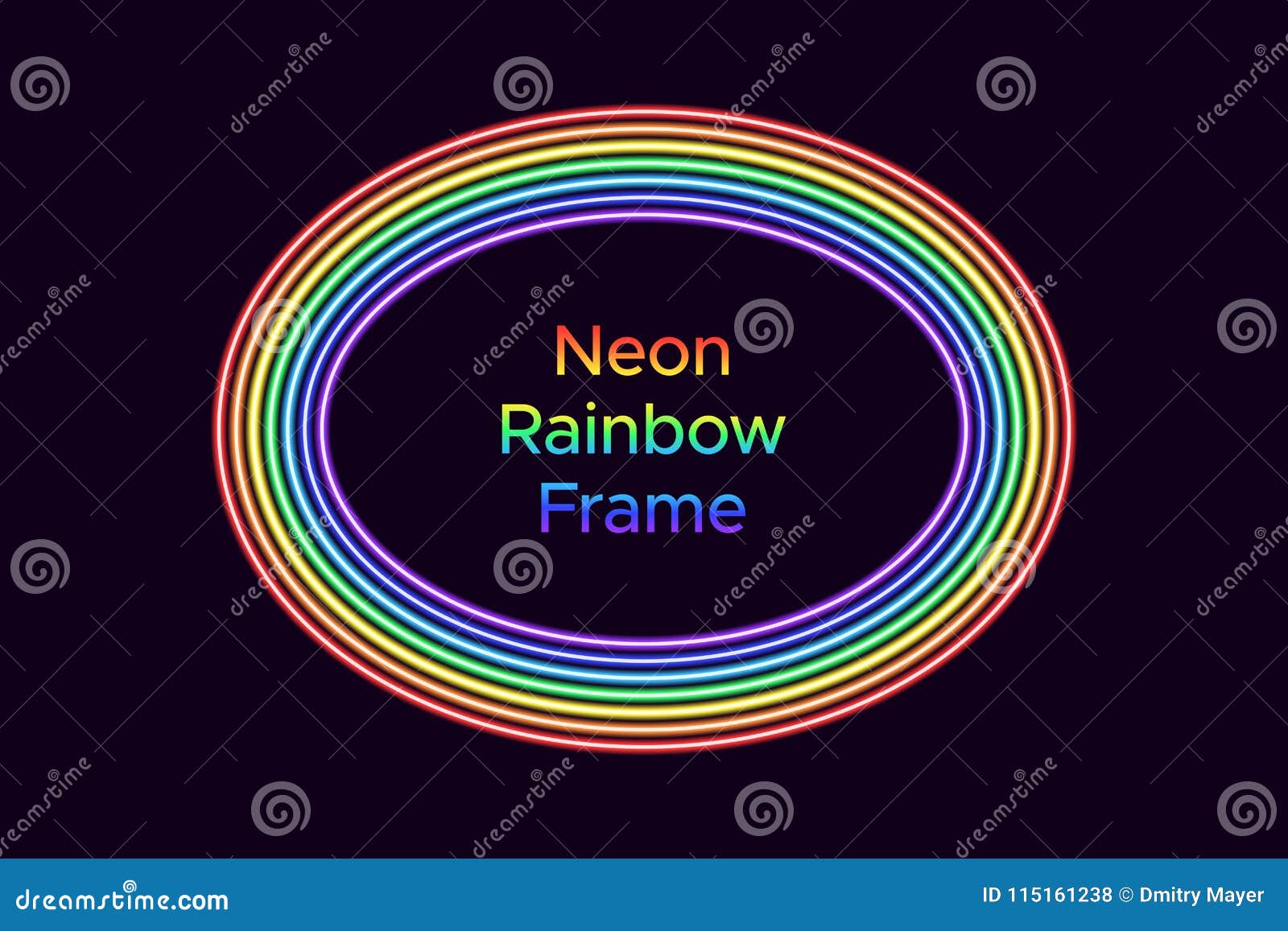 Neon Ovaal Kader In Regenboogkleur Vector Illustratie - Illustratie ...