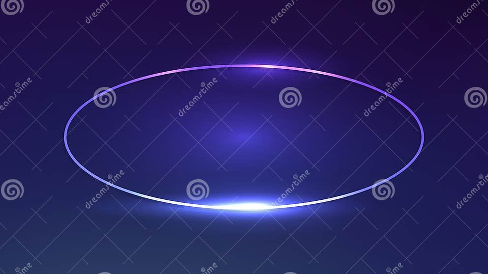 Neon Oval Frame with Shining Effects Stock Vector - Illustration of ...