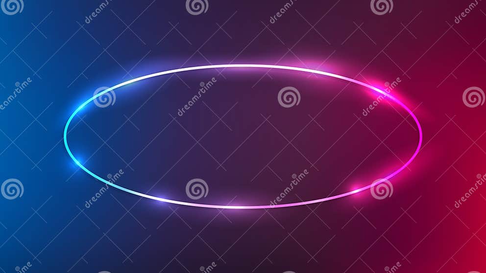Neon Oval Frame with Shining Effects Stock Vector - Illustration of ...