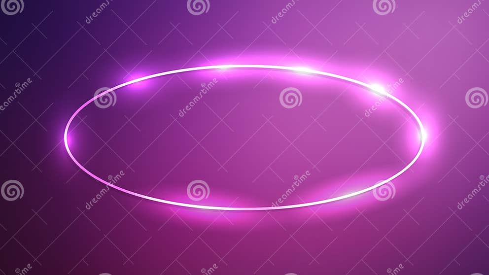 Neon Oval Frame with Shining Effects Stock Vector - Illustration of ...
