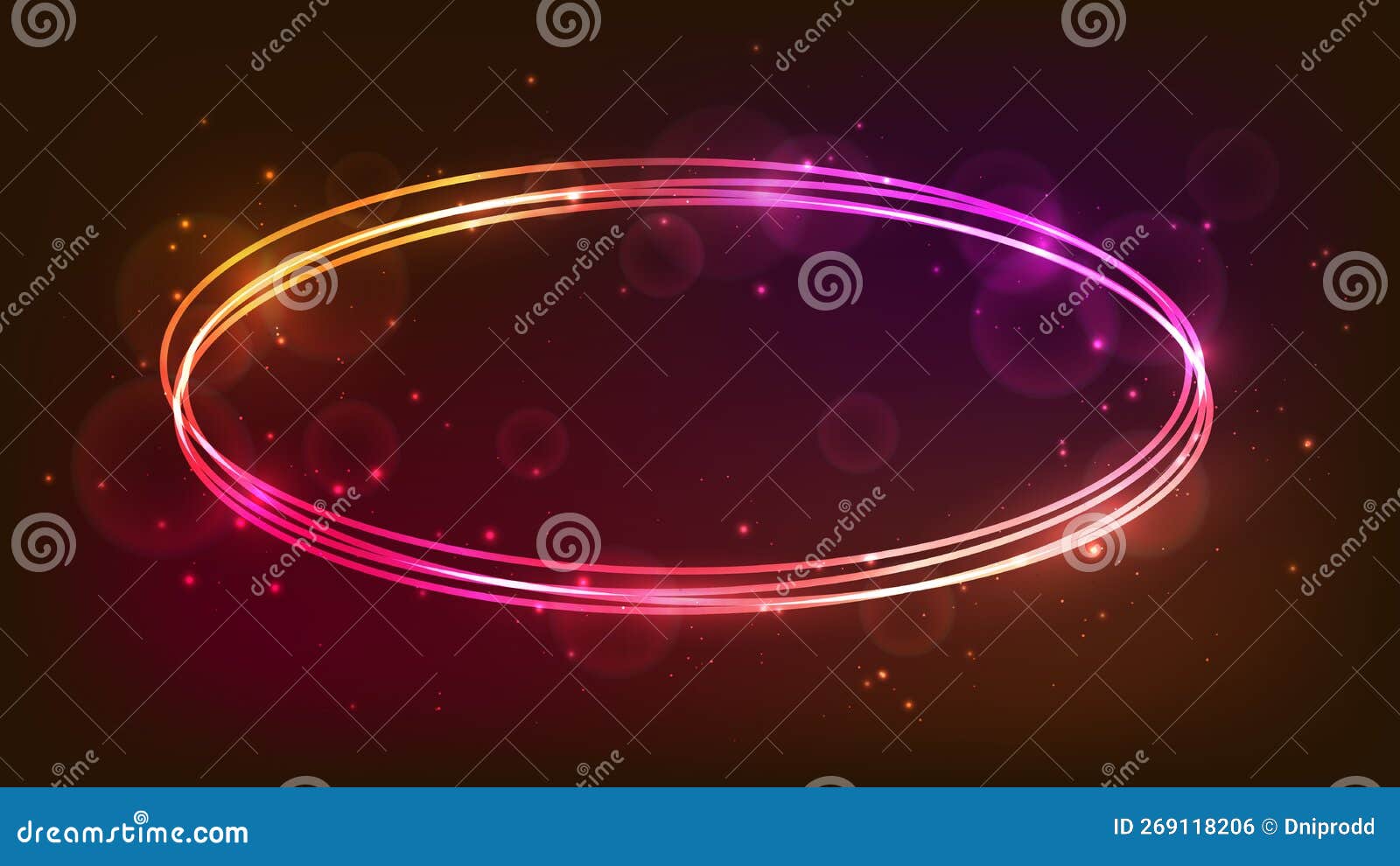 Neon Oval Frame with Shining Effects and Sparkles Stock Vector ...