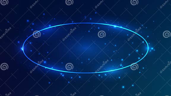 Neon Oval Frame with Shining Effects with Shining Effects and Sparkles ...