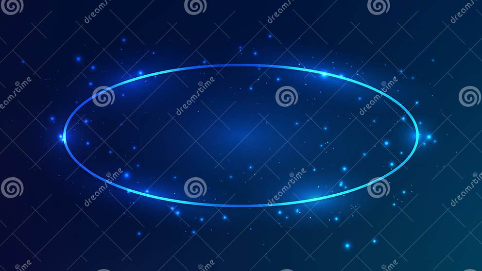 Neon Oval Frame with Shining Effects with Shining Effects and Sparkles ...