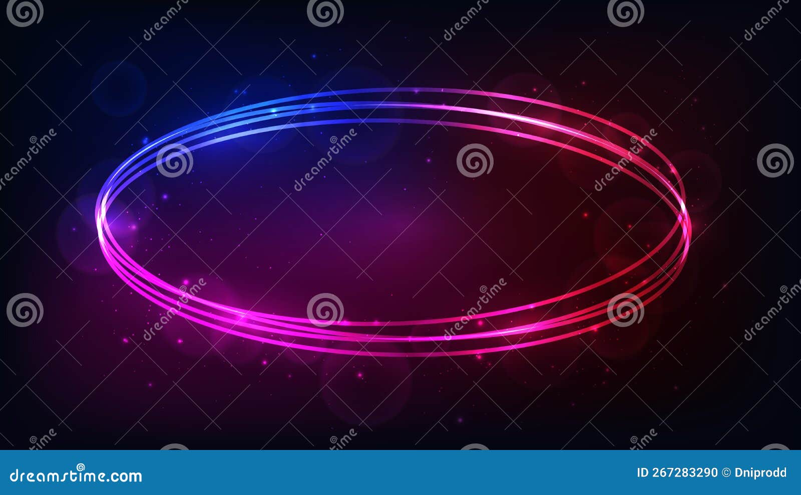 Neon Oval Frame with Shining Effects and Sparkles Stock Vector ...