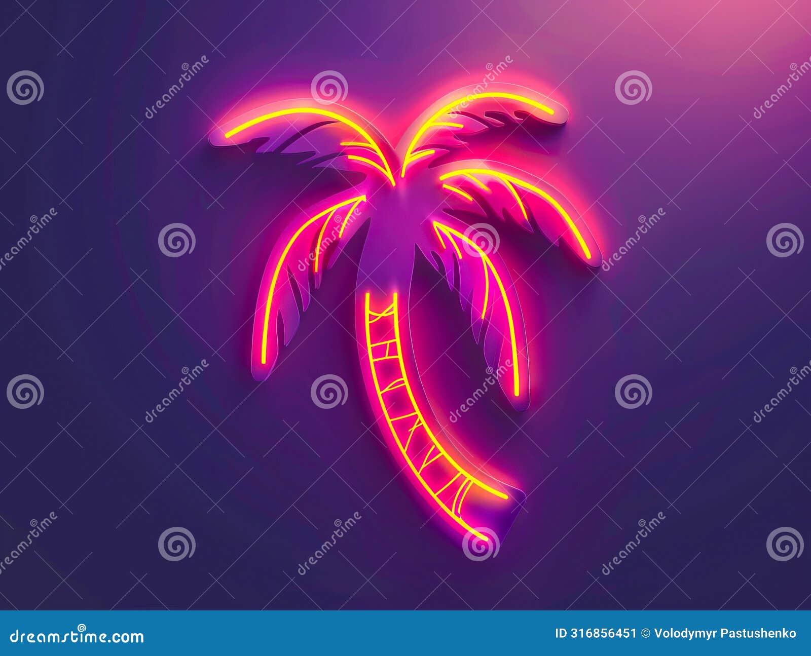 Neon Palm Tree on a Dark Background Stock Image - Image of dark, neon ...