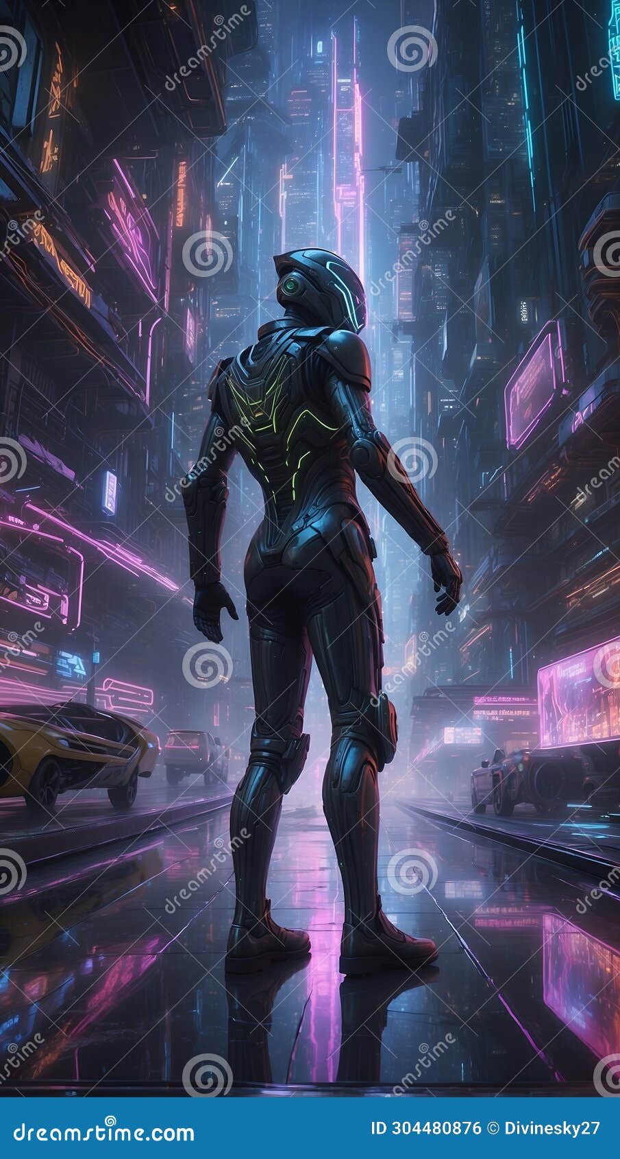 Neon Pantomime of the Digital Shadow. Generative AI Stock Illustration ...