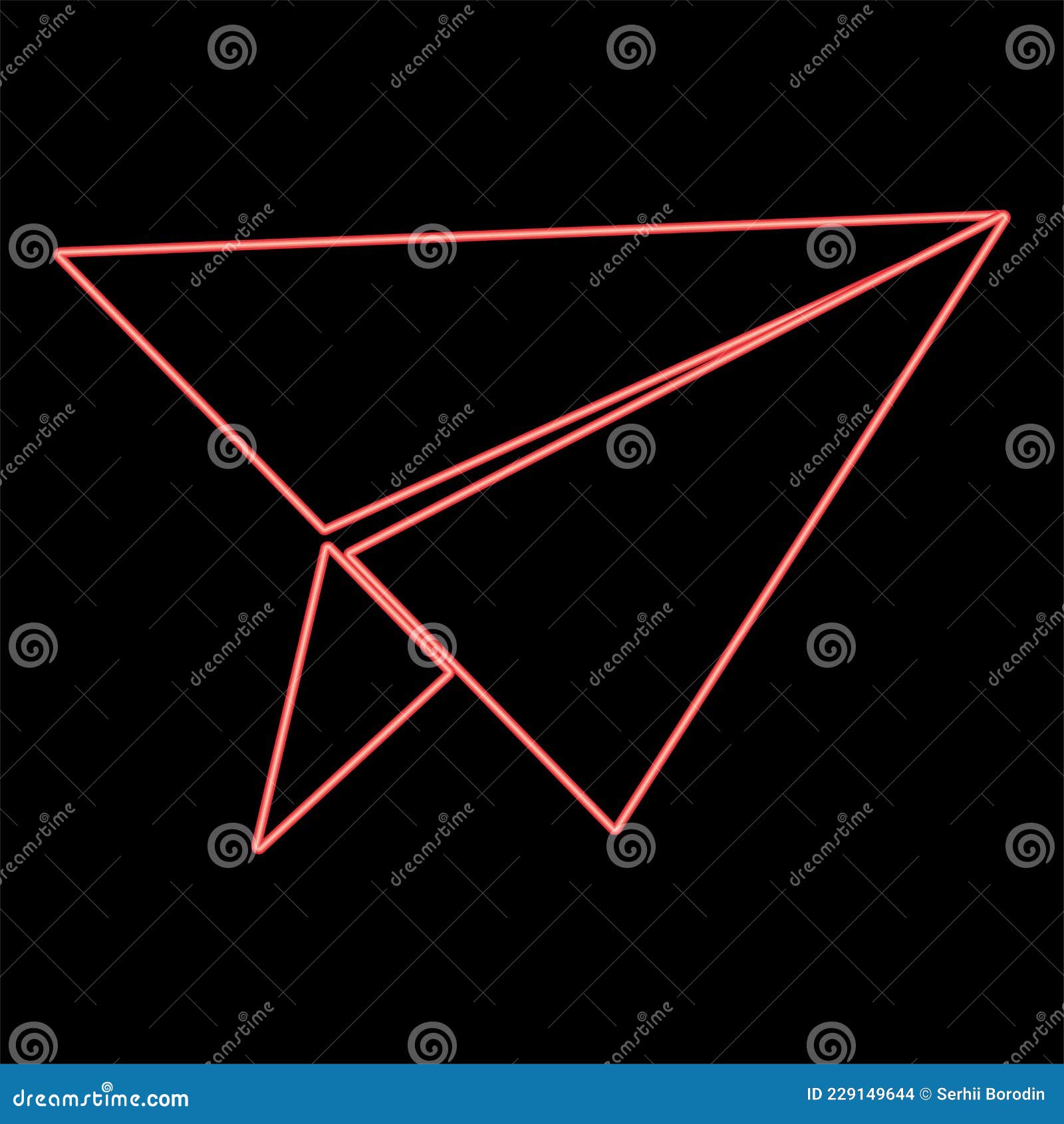 Neon Paper Airplane Red Color Vector Illustration Flat Style Image ...
