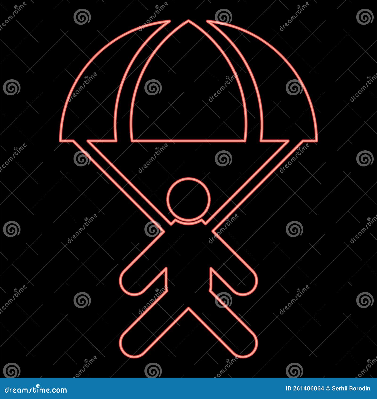 Parachute Jumper In The Green Suit Flying With The Red Parachute ...