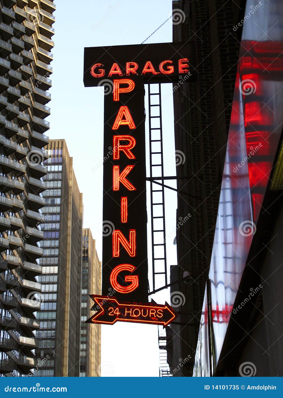 Neon Parking Garage Sign stock image. Image of outdoor - 14101735