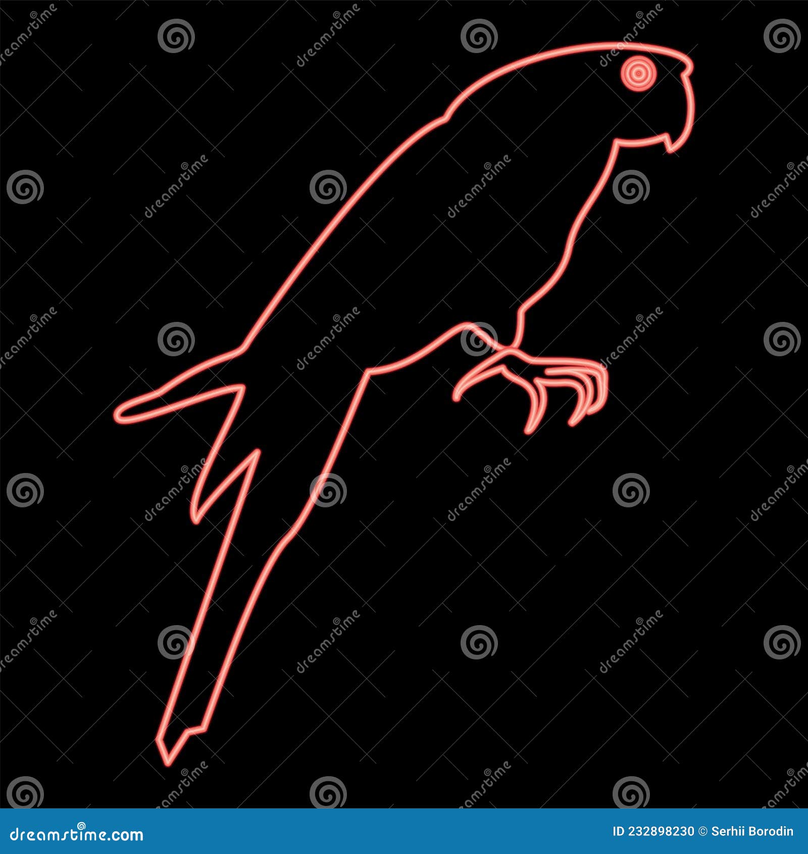 Neon Parrot Red Color Vector Illustration Flat Style Image Stock Vector ...