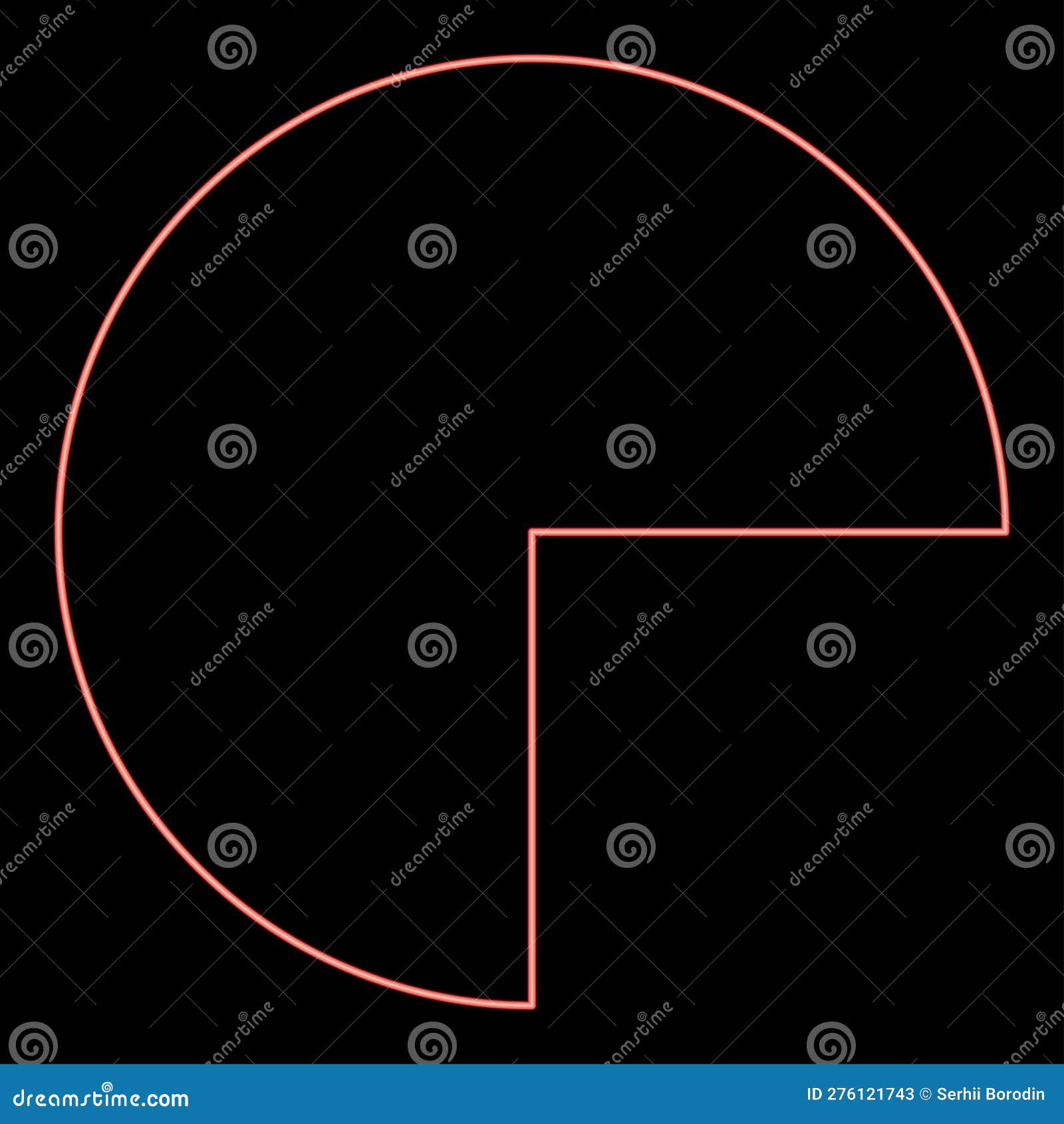 Neon Part Circle 3/4 Three Four Red Color Vector Illustration Image ...