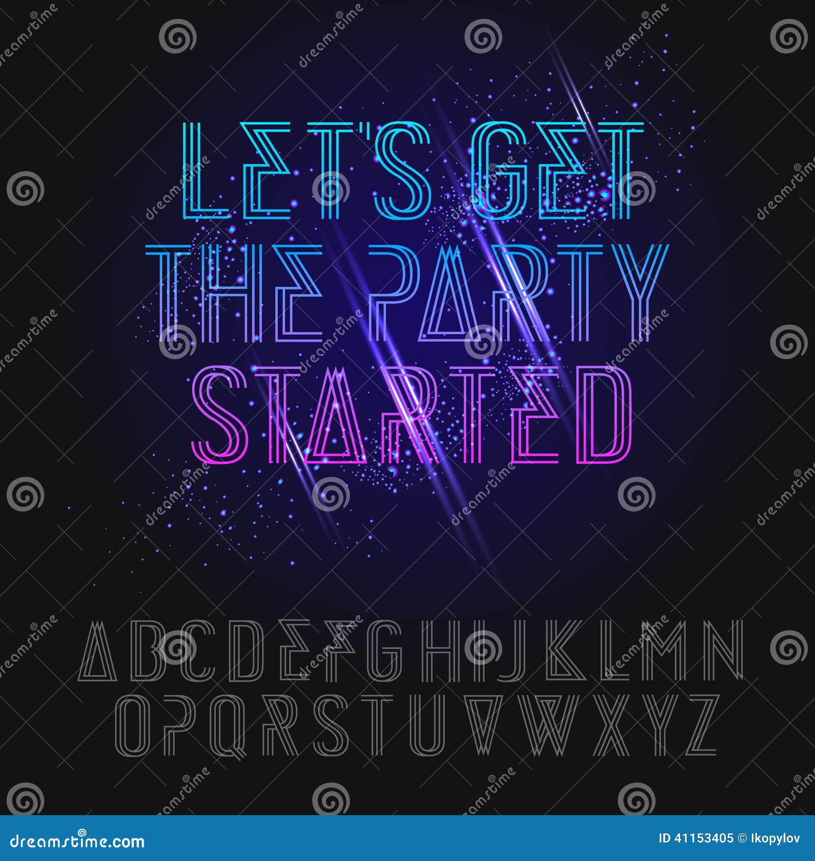 Neon Party Alphabet Font. Green Neon Light Letters And Numbers On Brick ...