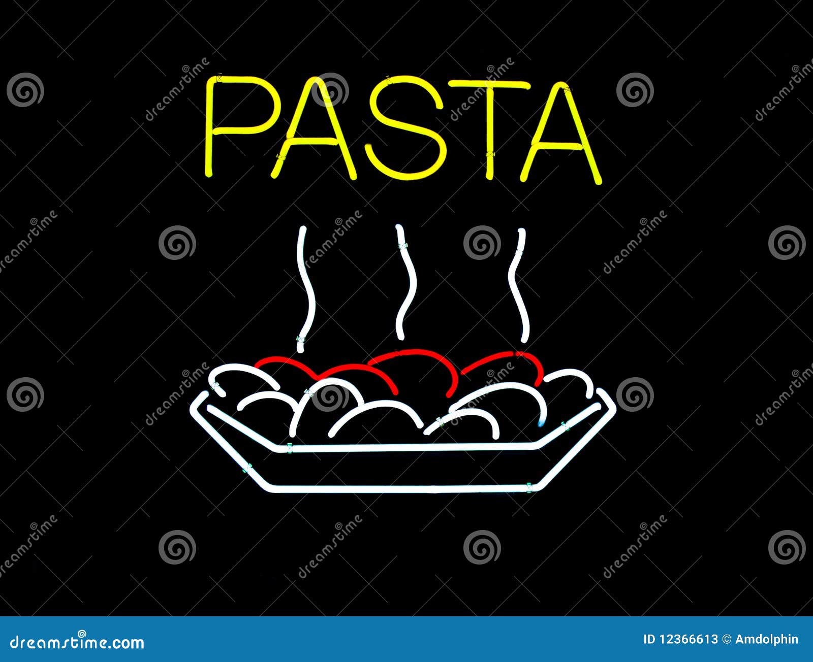 Neon Pasta Sign stock image. Image of urban, glow, exterior - 12366613