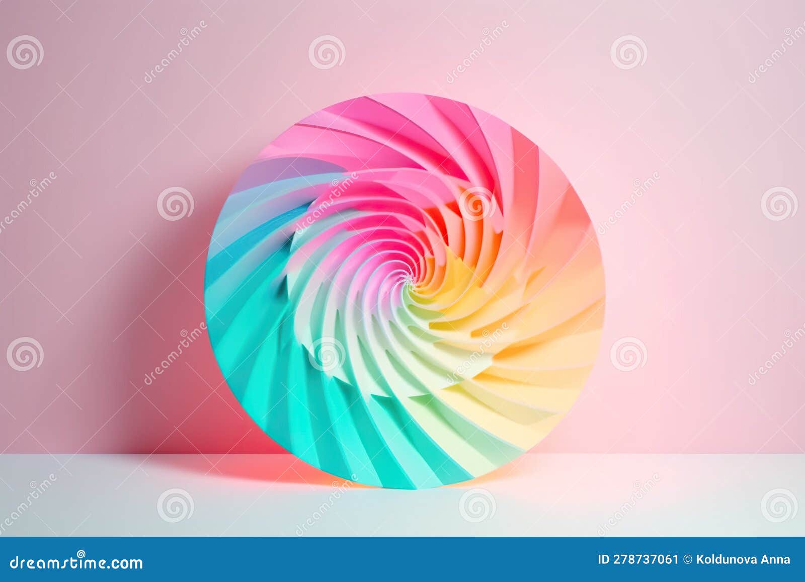Neon Pastel Spirangle on White Background with Copyspace, Created with ...
