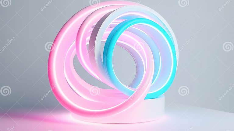 Neon Pastel Spirangle on White Background with Copyspace. Generative Ai ...