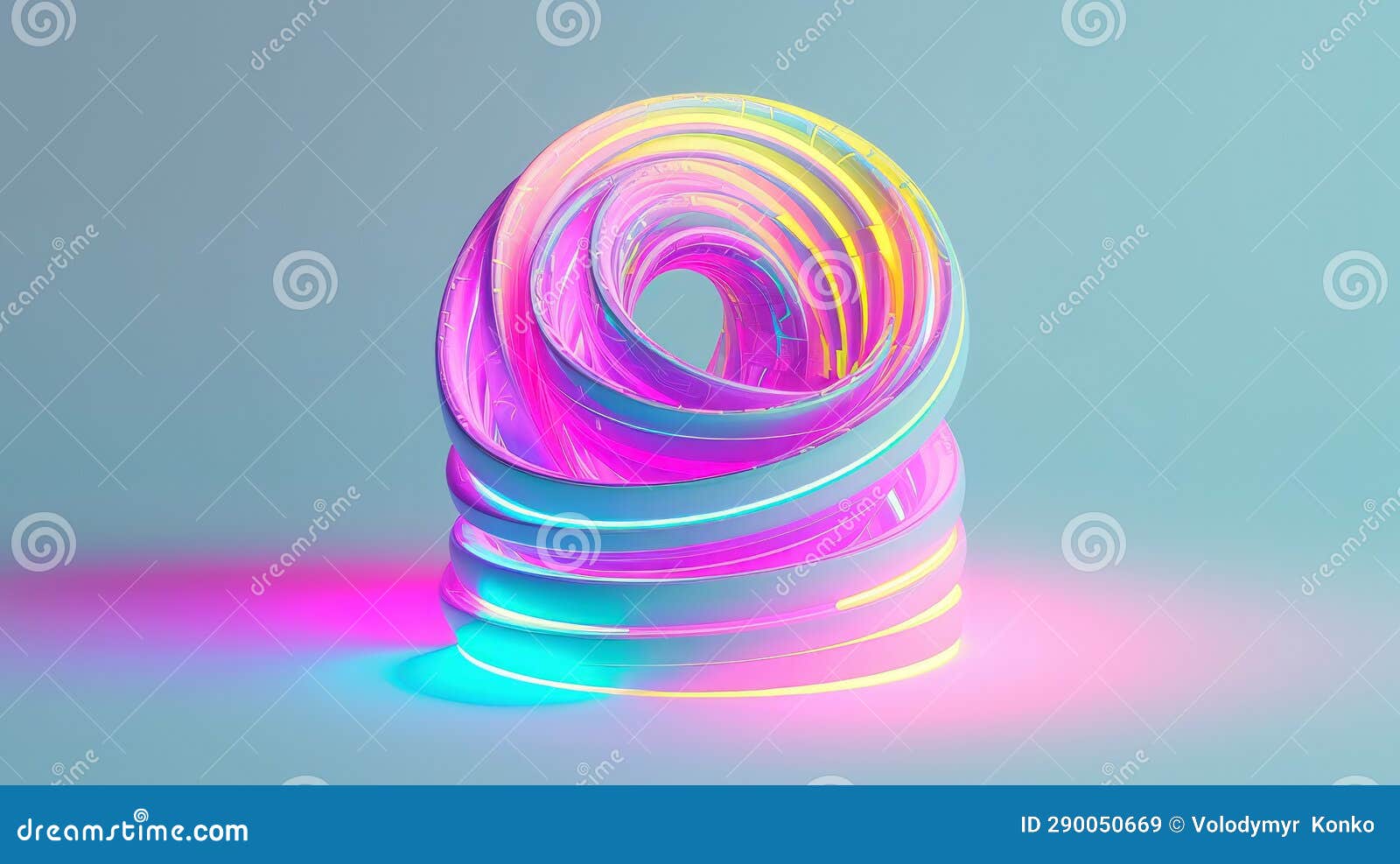 Neon Pastel Spirangle on White Background with Copyspace. Generative Ai ...