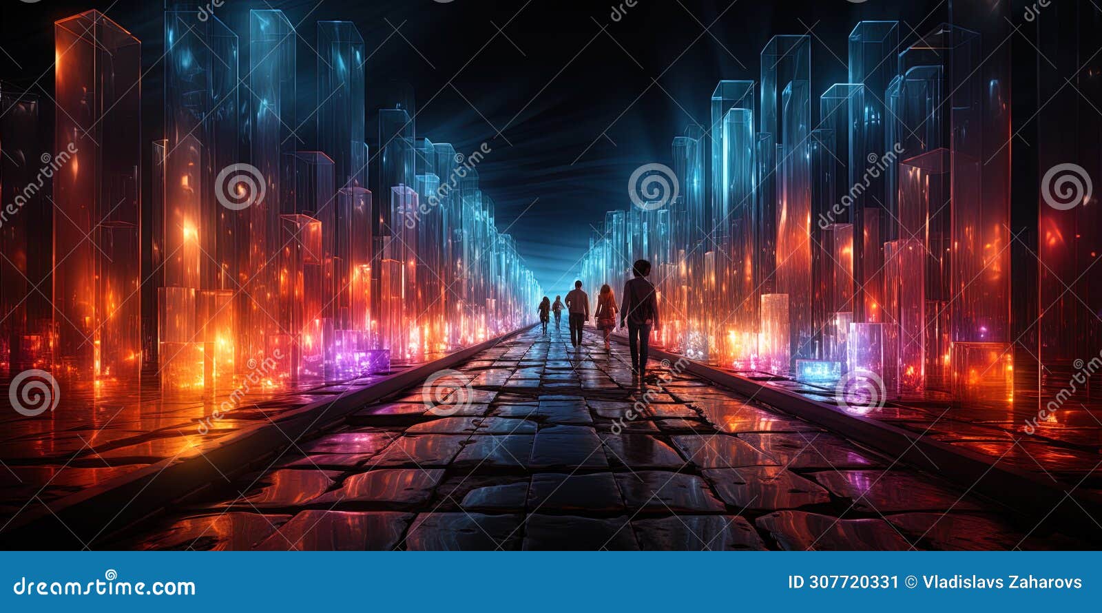 The Neon Path, Immersed in Incredible Light, As If Illuminating the ...