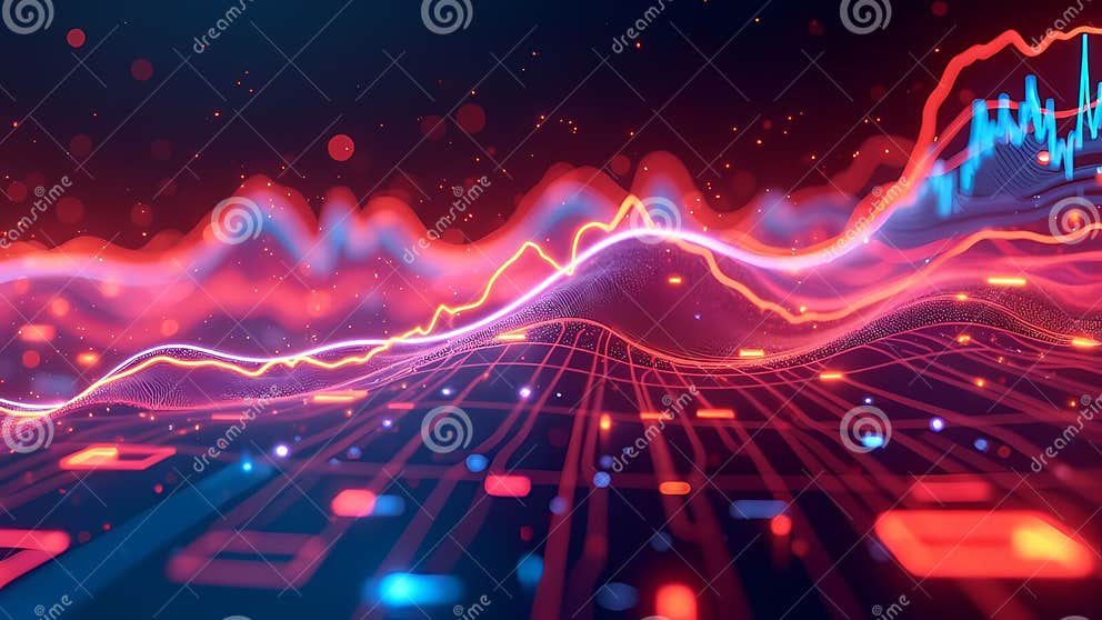 Neon Patterns Forming Data Visualizations Stock Illustration ...