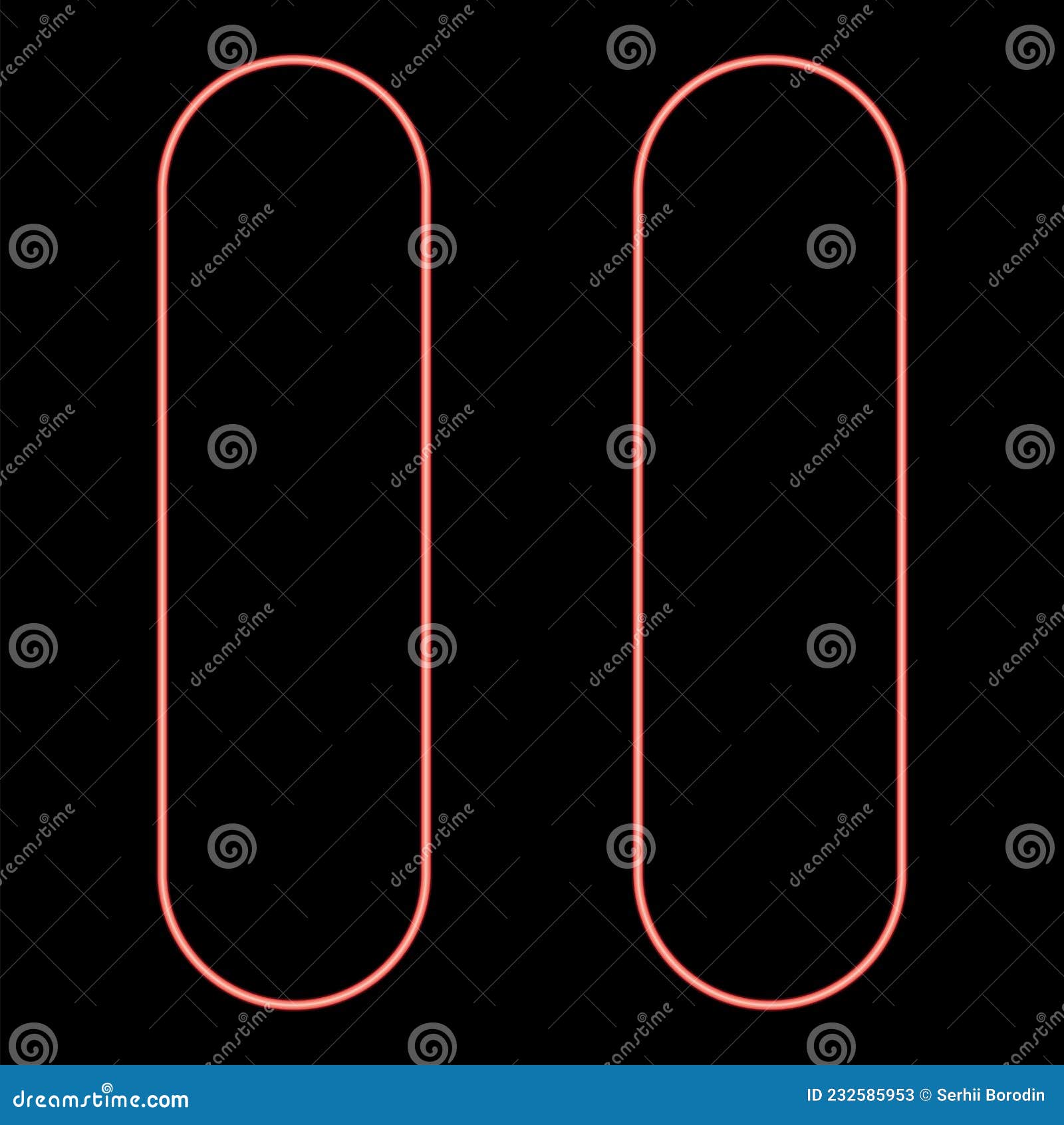 Neon Pause Icon Black Color in Circle Red Color Vector Illustration ...