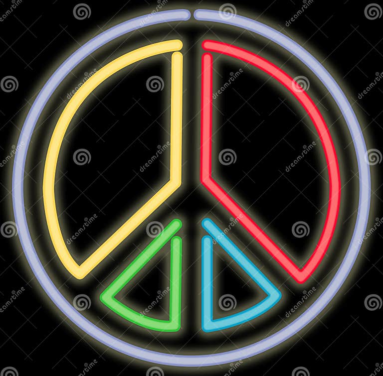 Neon peace sign stock illustration. Illustration of graphics - 322556