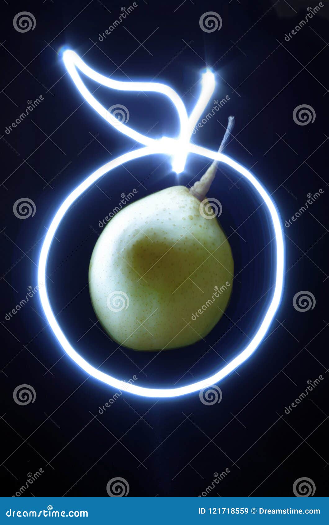 Neon pear stock image. Image of light, green, dark, fruits - 121718559