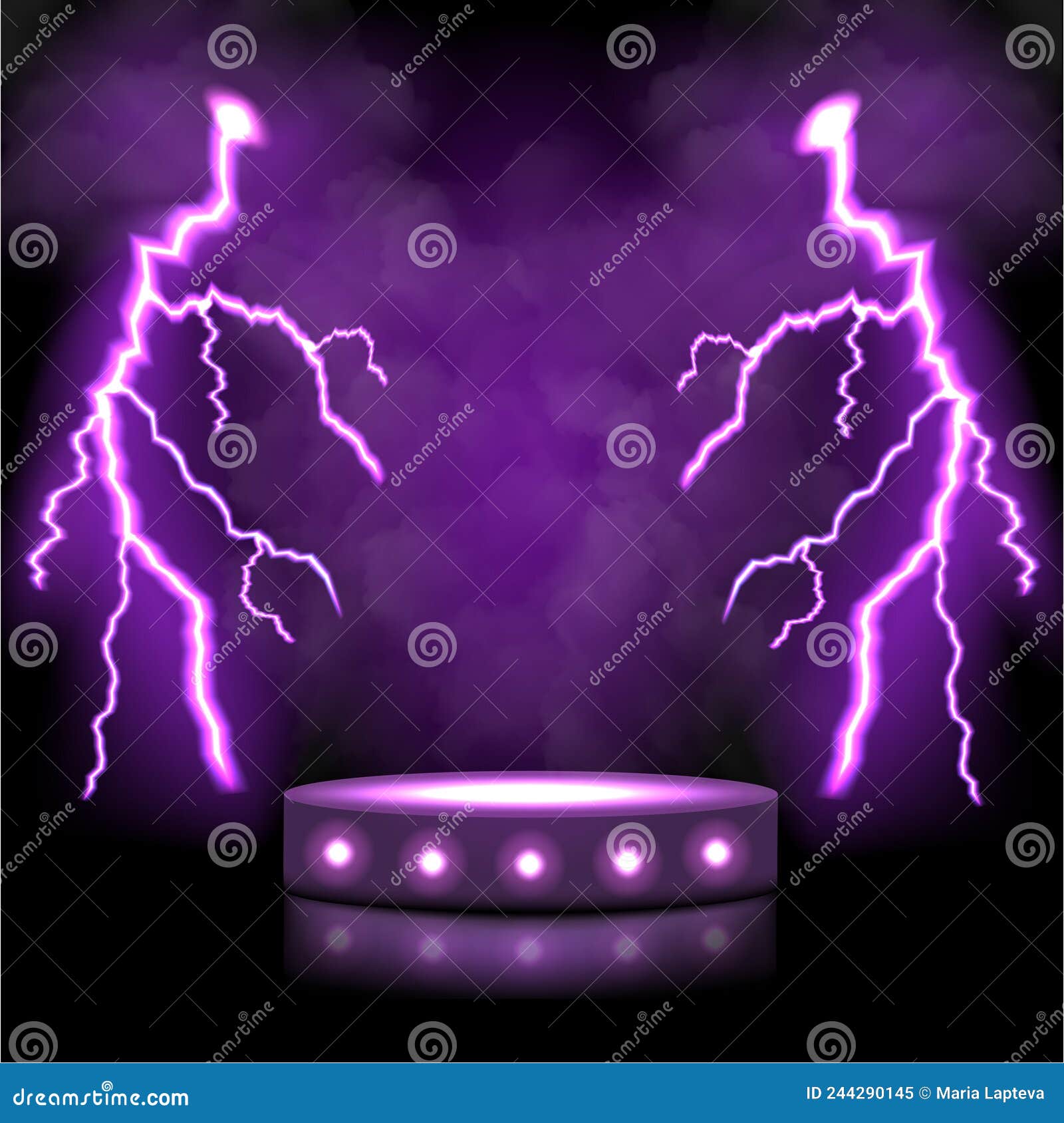 Neon Pedestal with Lightning Strikes Stock Vector - Illustration of ...
