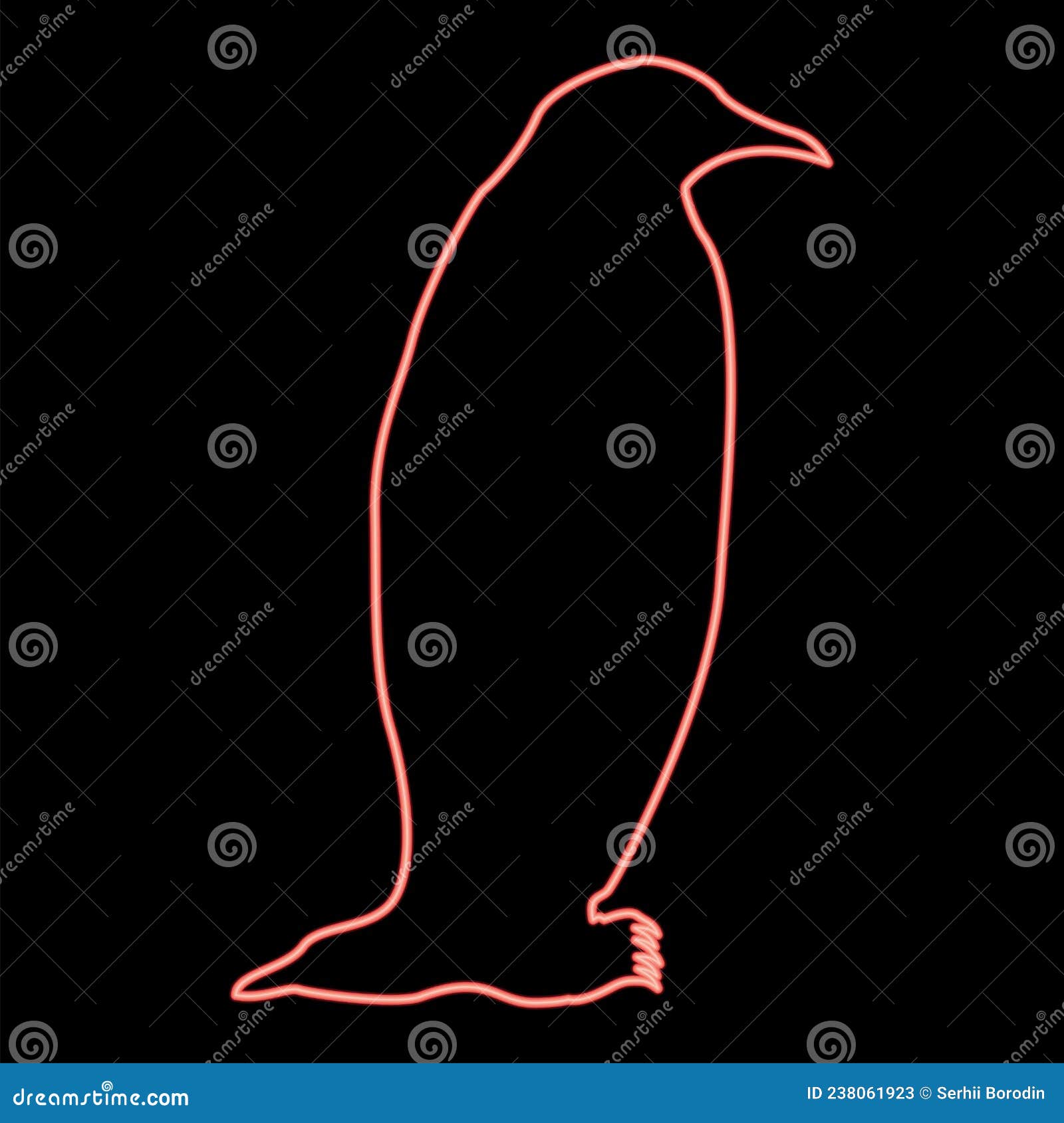 Neon Penguin Red Color Vector Illustration Image Flat Style Stock ...