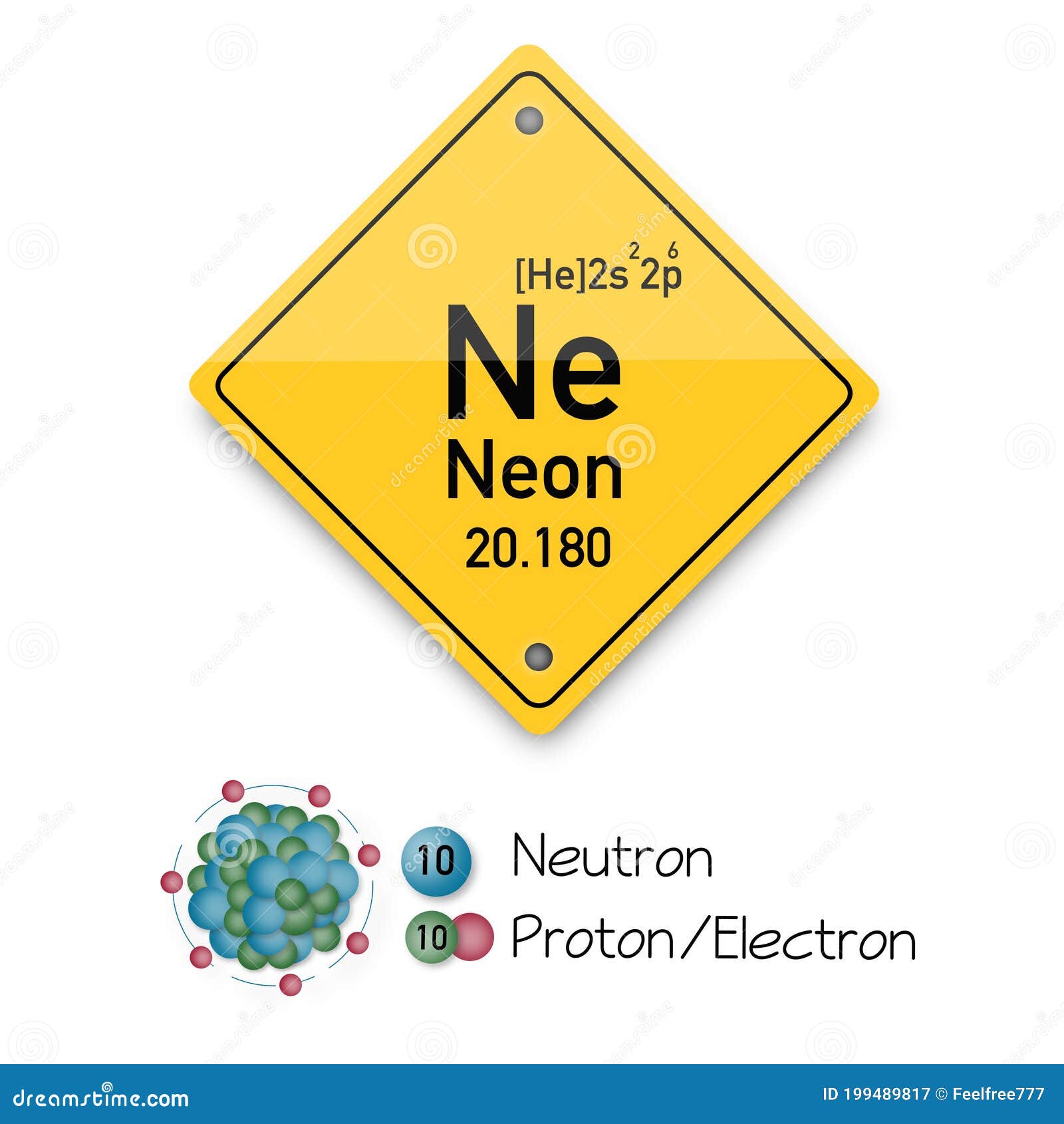 Neon, Ne, Periodic Table Element Royalty-Free Stock Image ...