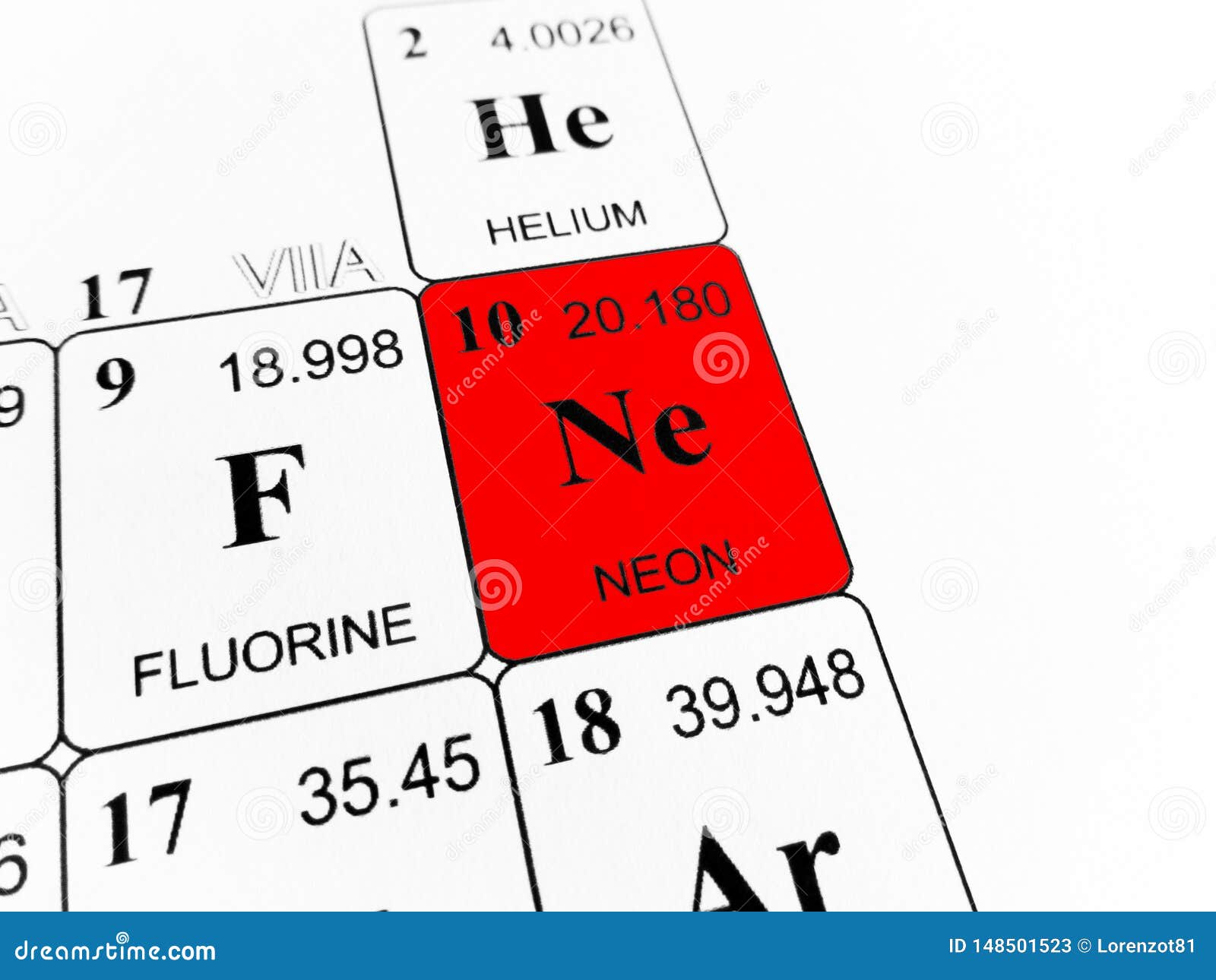 Neon on the Periodic Table of the Elements Stock Image - Image of mass ...