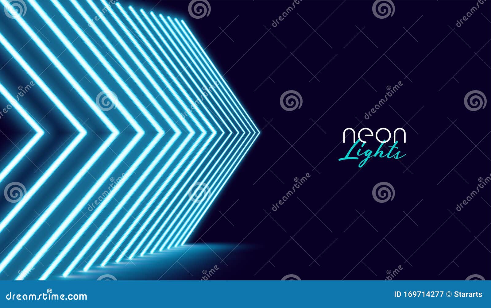 Neon Perspective Directional Arrow Lights Background Design Stock ...