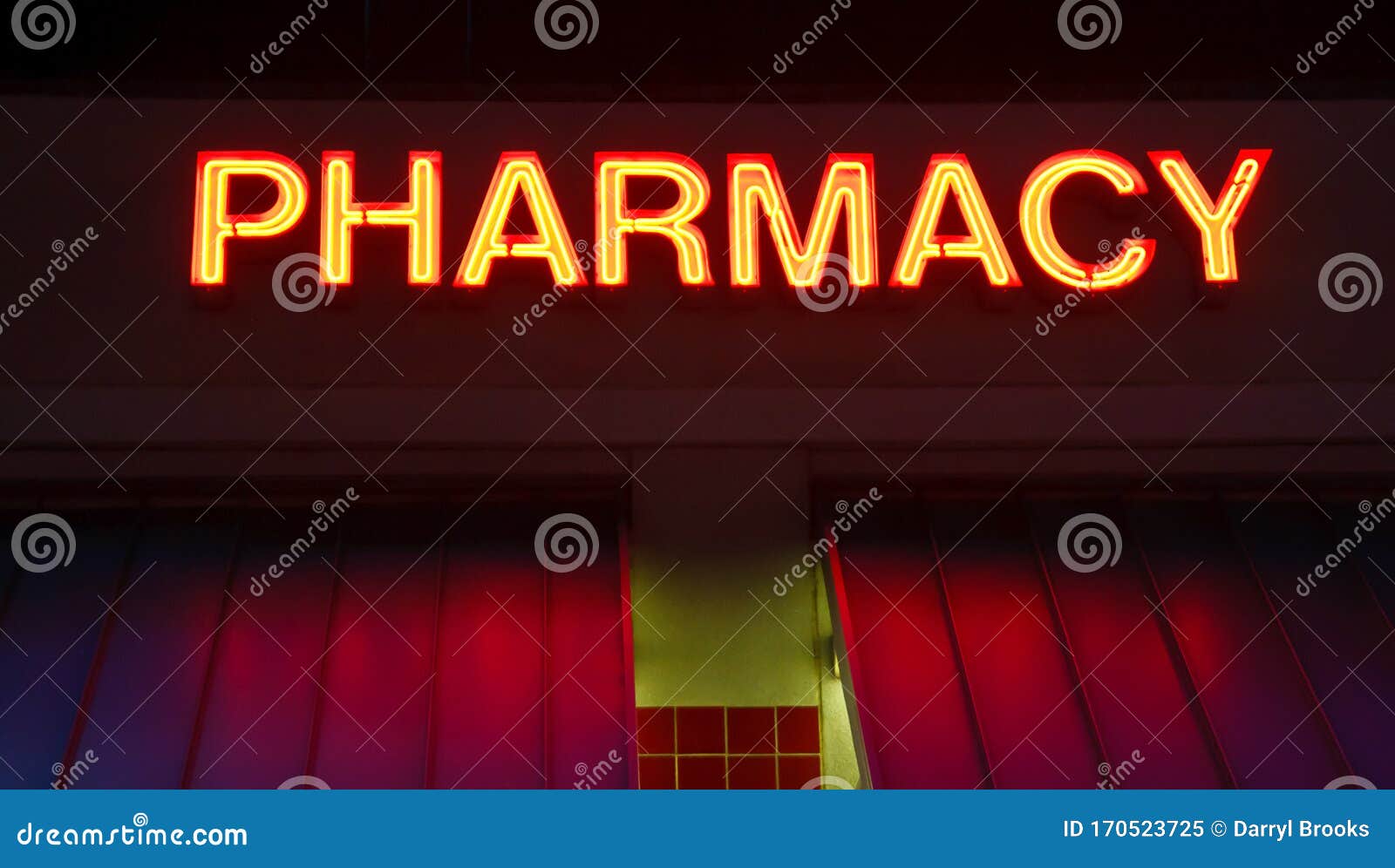 Neon Pharmacy Sign stock image. Image of business, chemist - 170523725