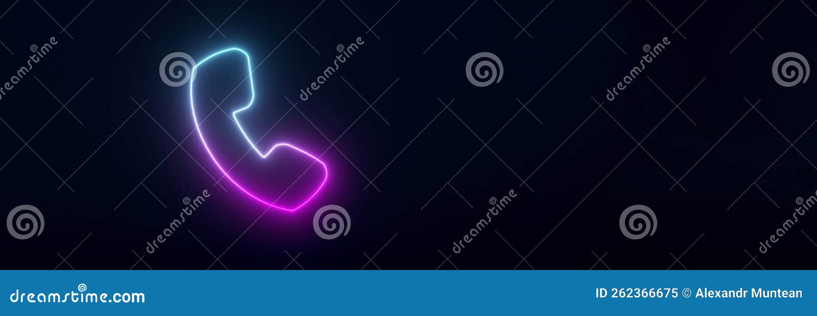 Neon phone icon panoramic stock illustration. Illustration of ...