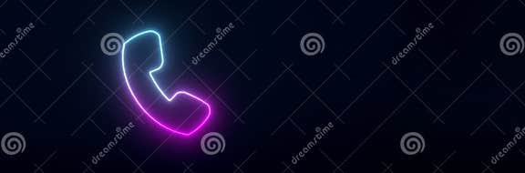 Neon phone icon panoramic stock illustration. Illustration of ...