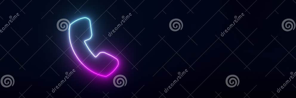 Neon phone icon panoramic stock illustration. Illustration of ...