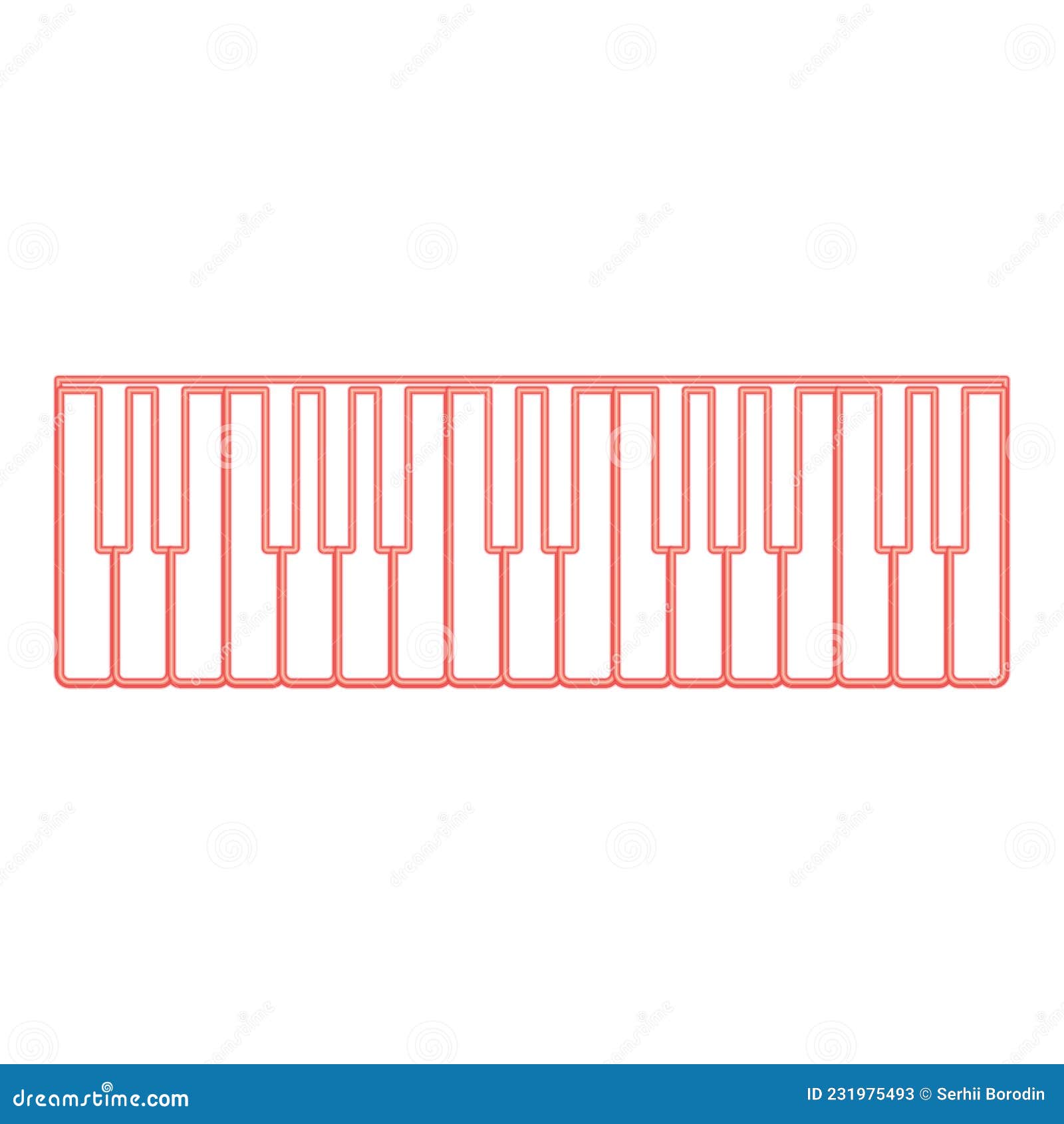 Neon Piano Keys Red Color Vector Illustration Flat Style Image Stock ...