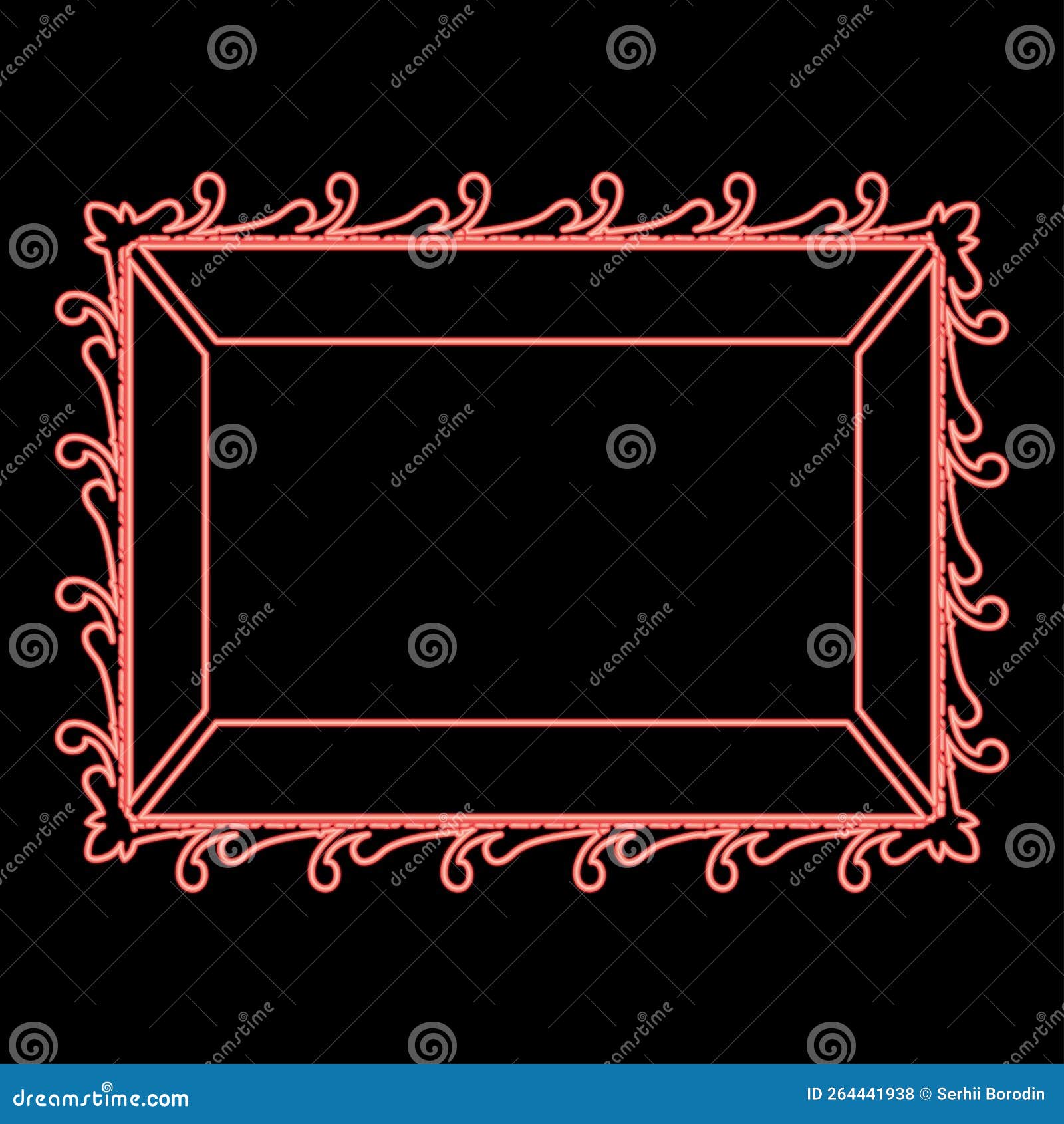 Neon Picture Frame Icon Black Color Vector Illustration Flat Style ...