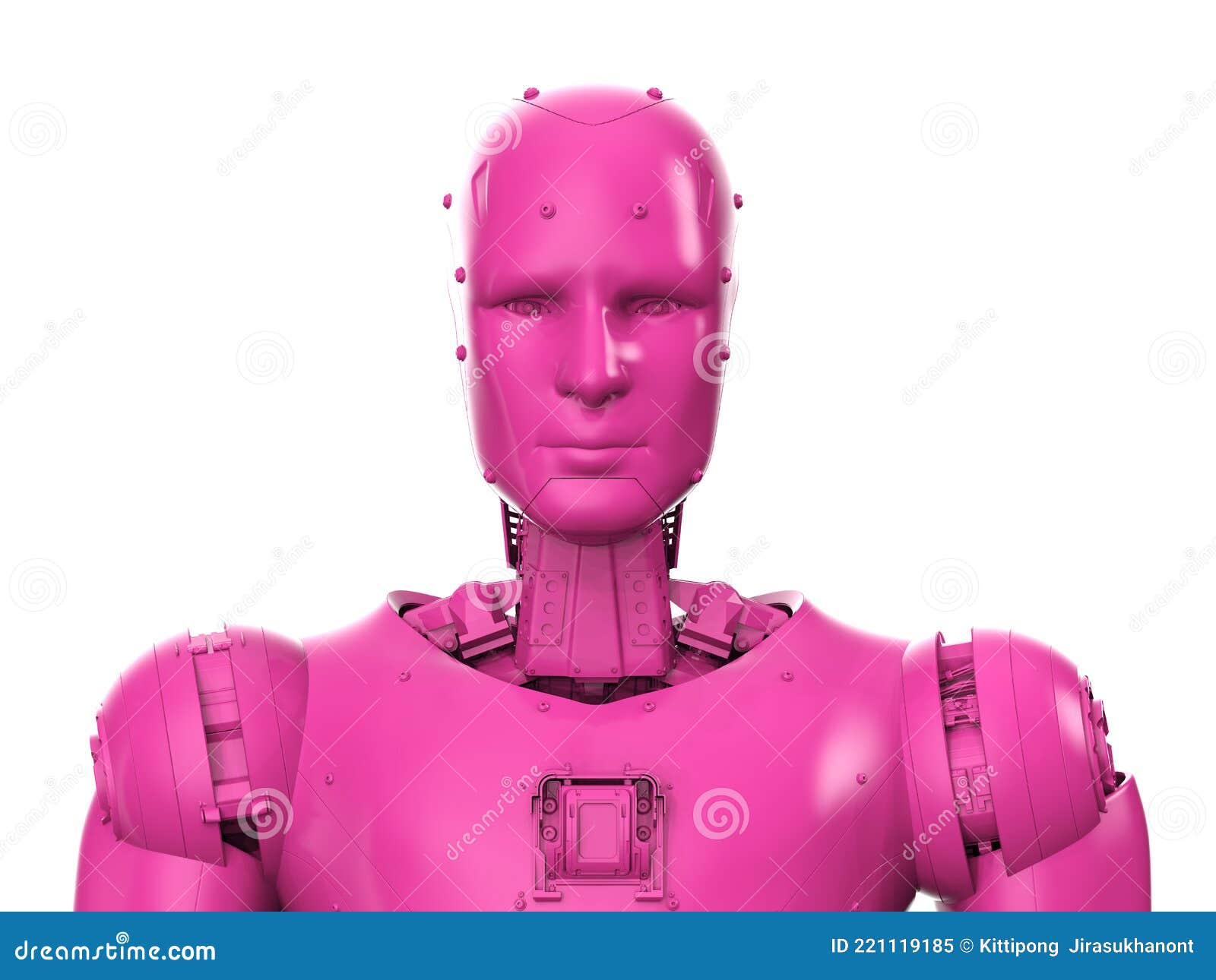 Neon Pink Ai Robot Isolated Stock Illustration - Illustration of ...